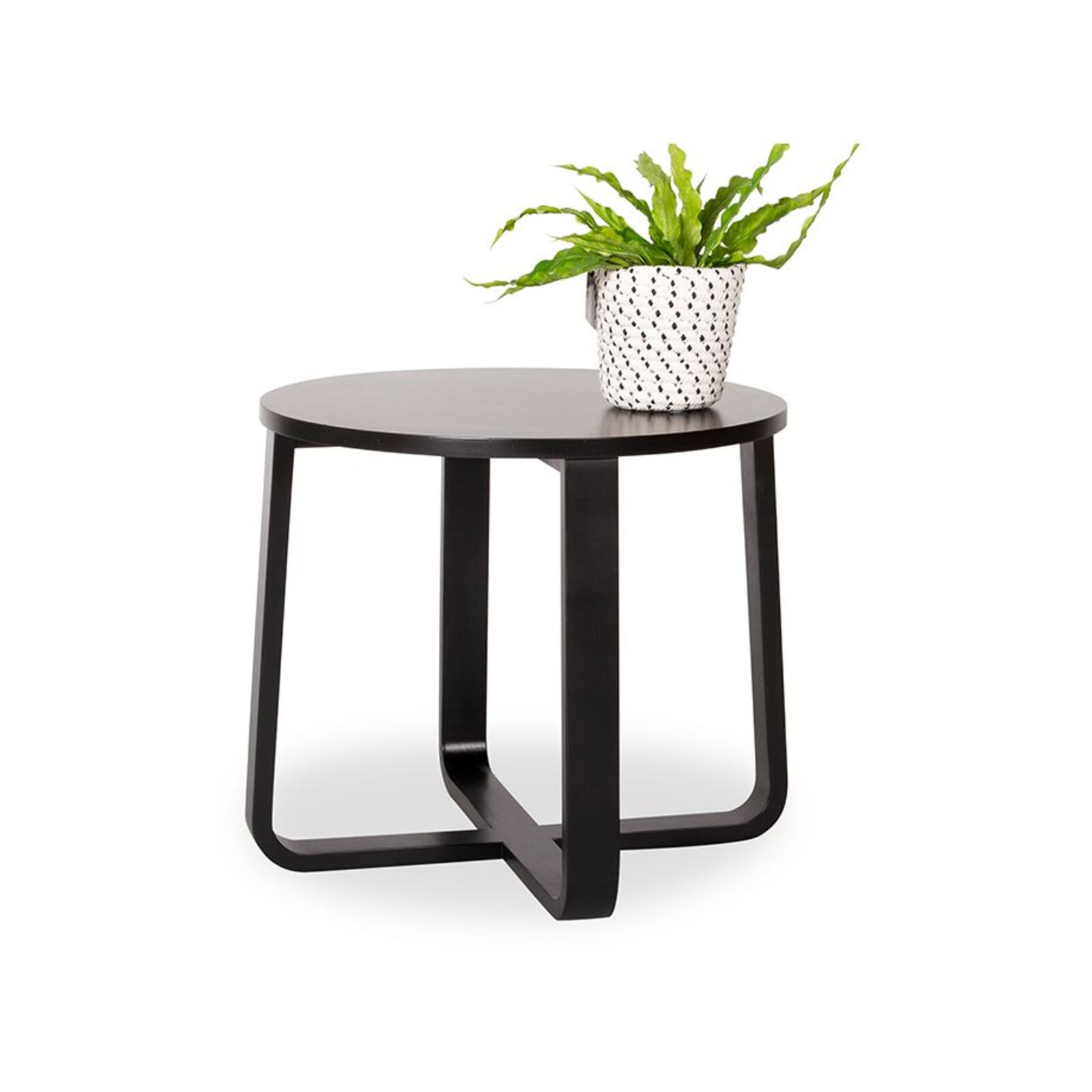 Eddy Round Side Table Black Timber - Bunnings Australia