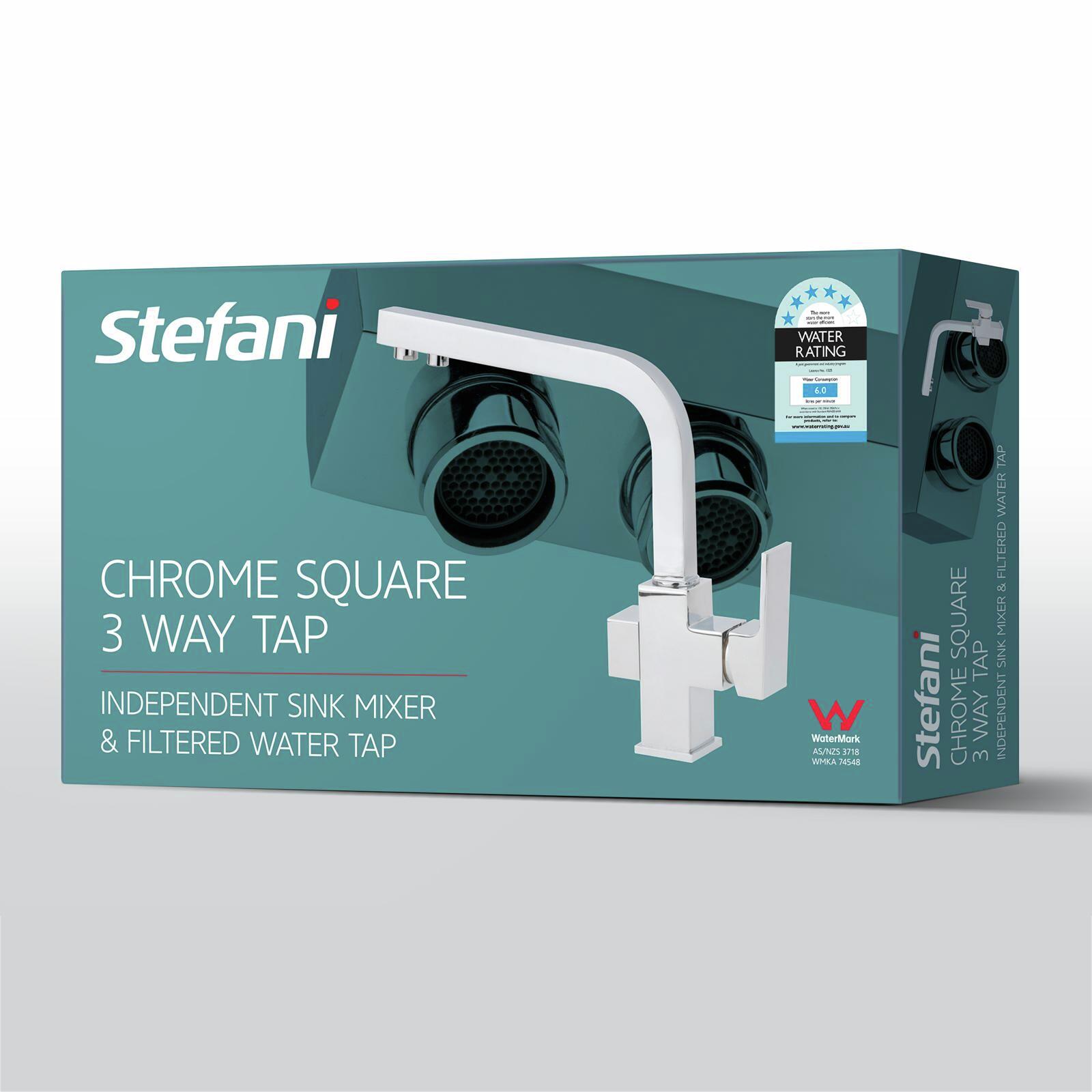 Stefani Chrome WELS 5 Star 6L/min 3 Way Filter Square Tap - Bunnings ...