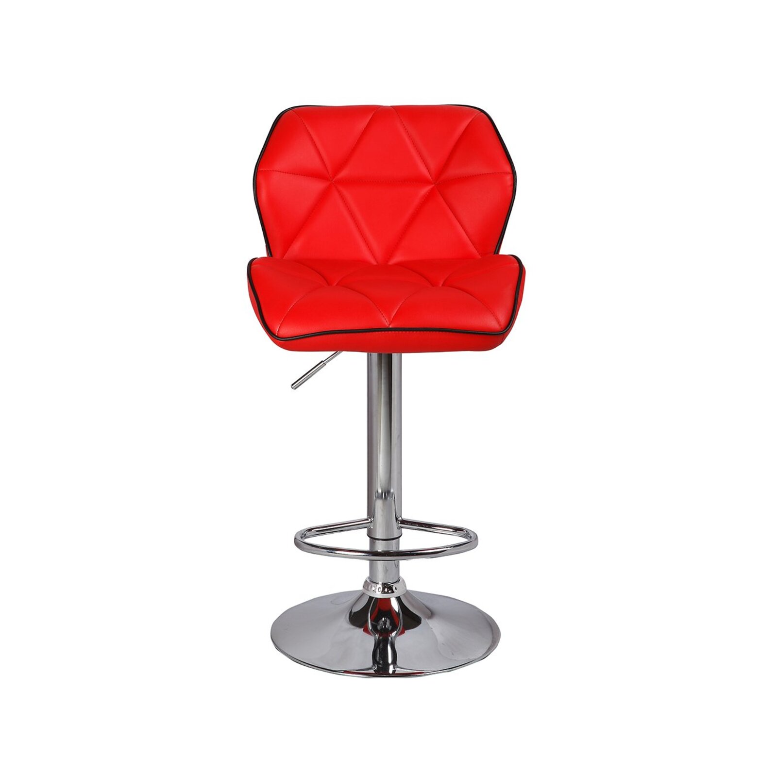 2X Red Bar Stools Faux Leather Mid High Back Adjustable Crome Base Gas ...