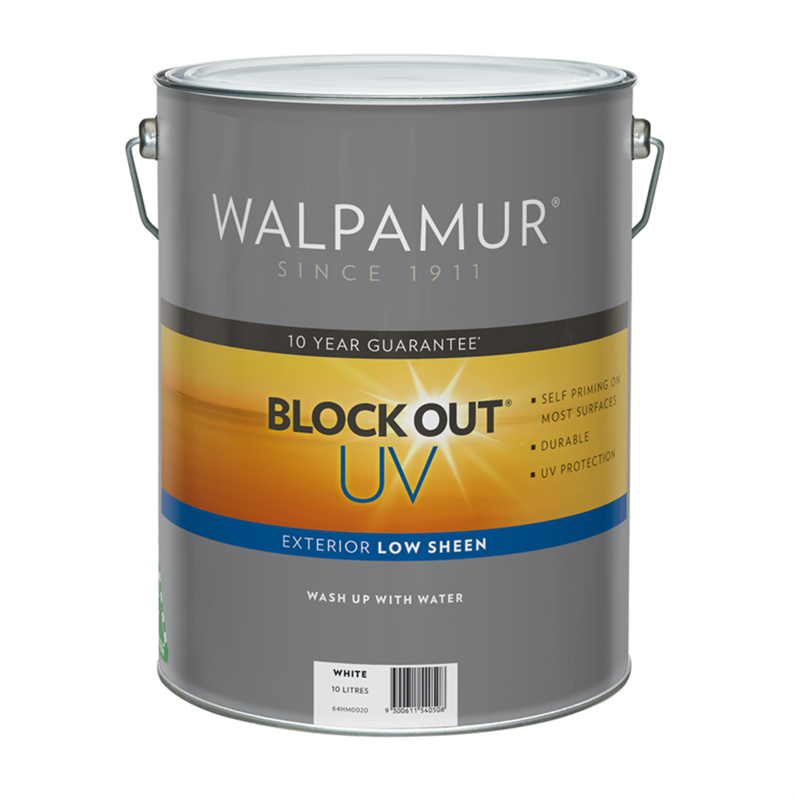 Walpamur 10L White Low Sheen Blockout UV Paint - Bunnings Australia