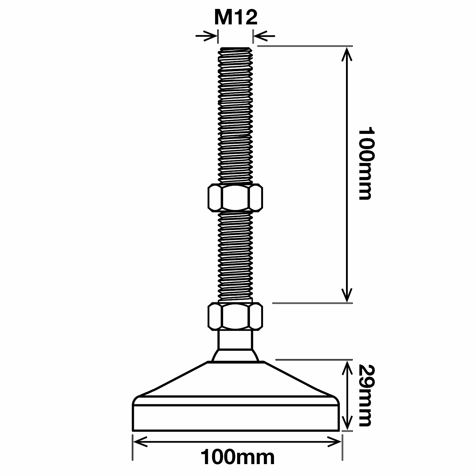 Richmond 100mm x M12 Bolt Down Levelling Foot - Bunnings Australia