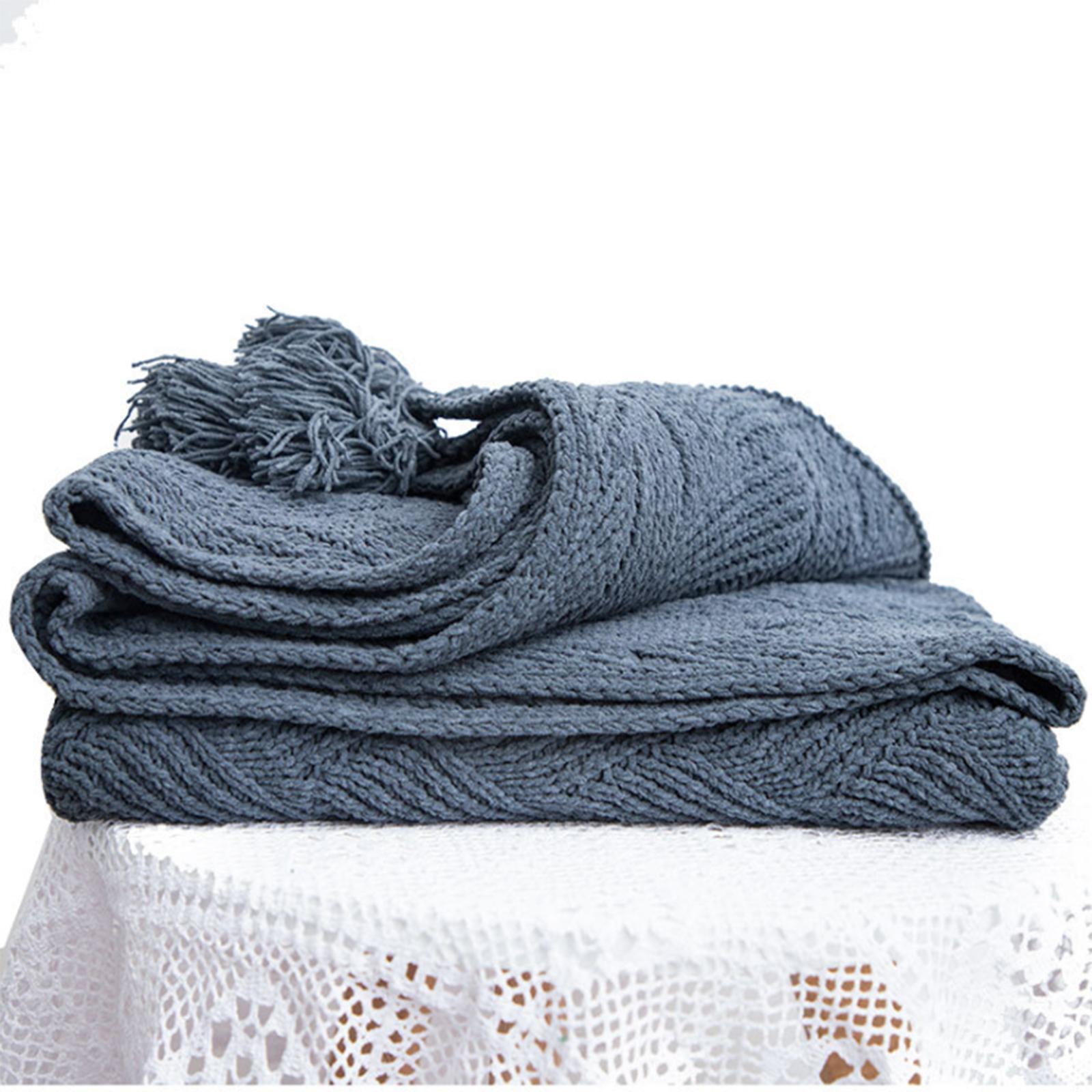 CottonMore New Acrylic Chenille Tassel Knitted Blanket Bed Sofa Throw ...