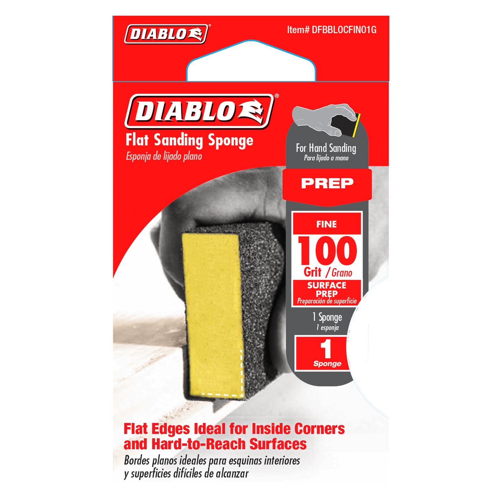 Diablo 100 Grit Extended Flat Edge Final Prep Sponge - 1 Pack ...