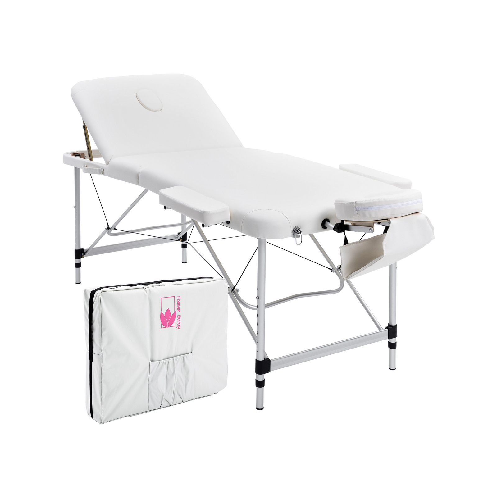 Forever Beauty White Portable Beauty Massage Table Bed Therapy Waxing 3 ...