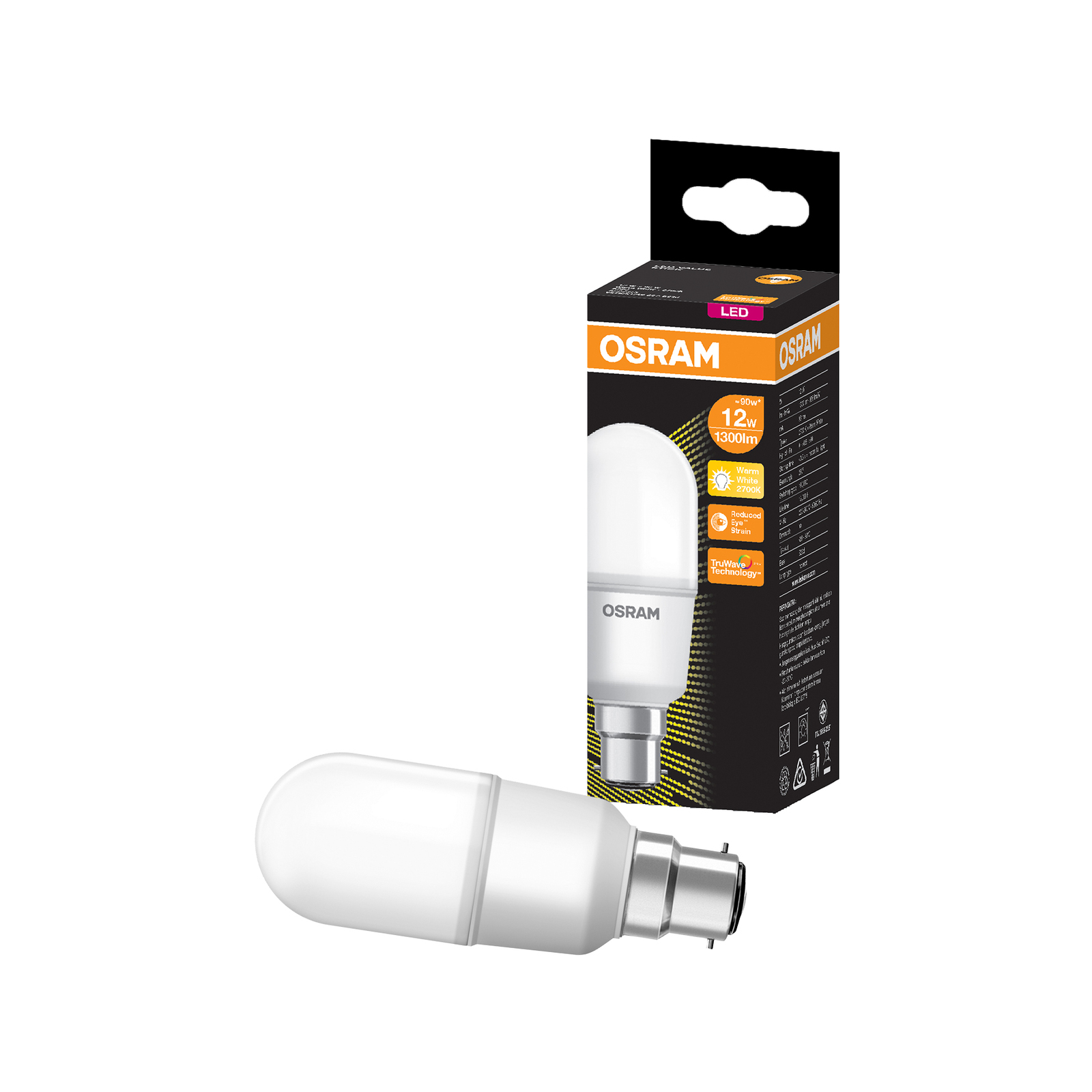 Osram 12W 1350lm Warm White LED Stick B22 Light Globe - Bunnings Australia