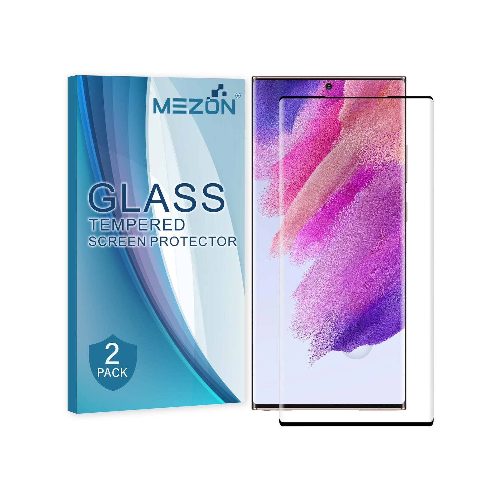 2 Pack MEZON Samsung Galaxy S22 Ultra 5G Full Cover Tempered Glass ...