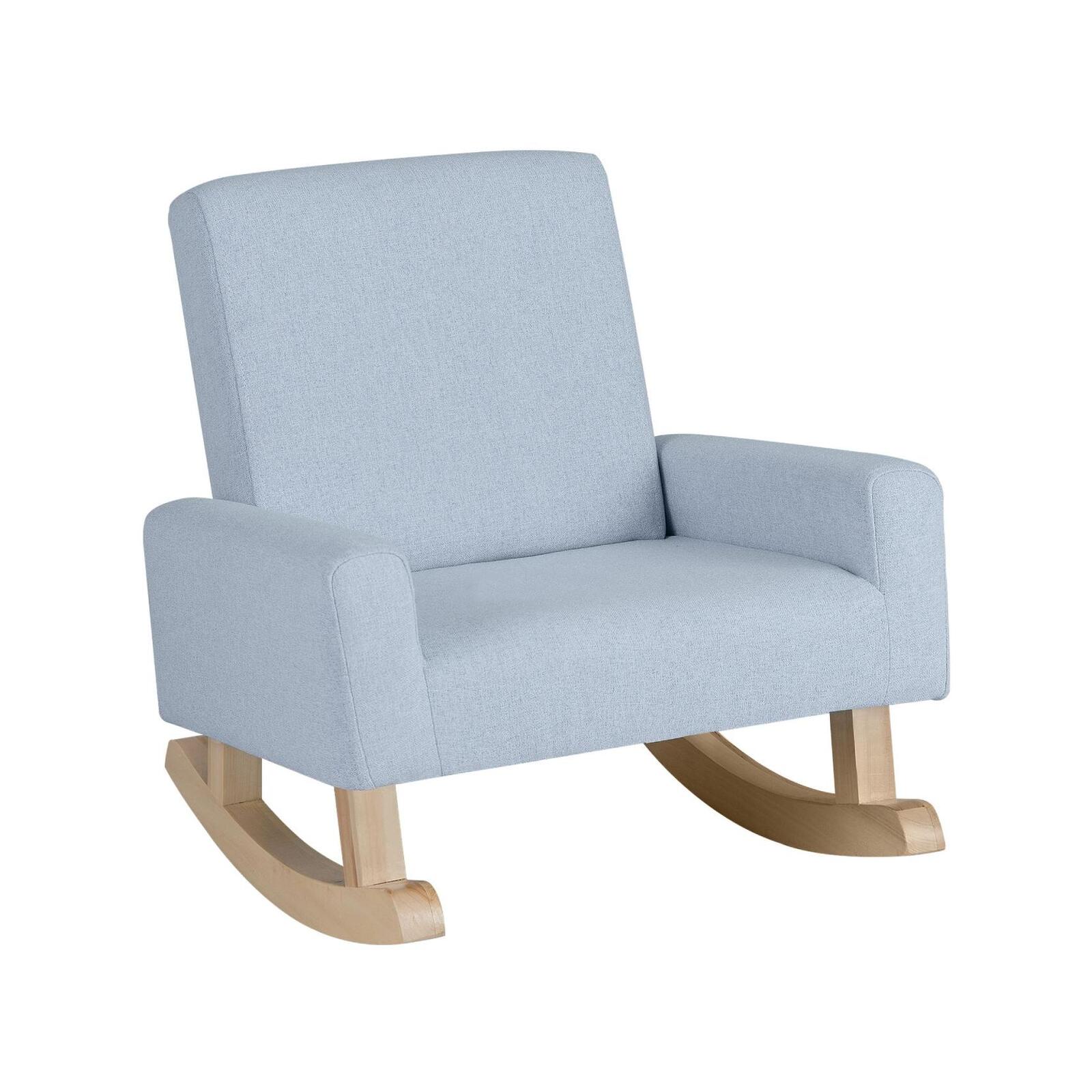 Costway Kids Rocking Lounge Chair Upholstered Linen Fabric, Blue ...