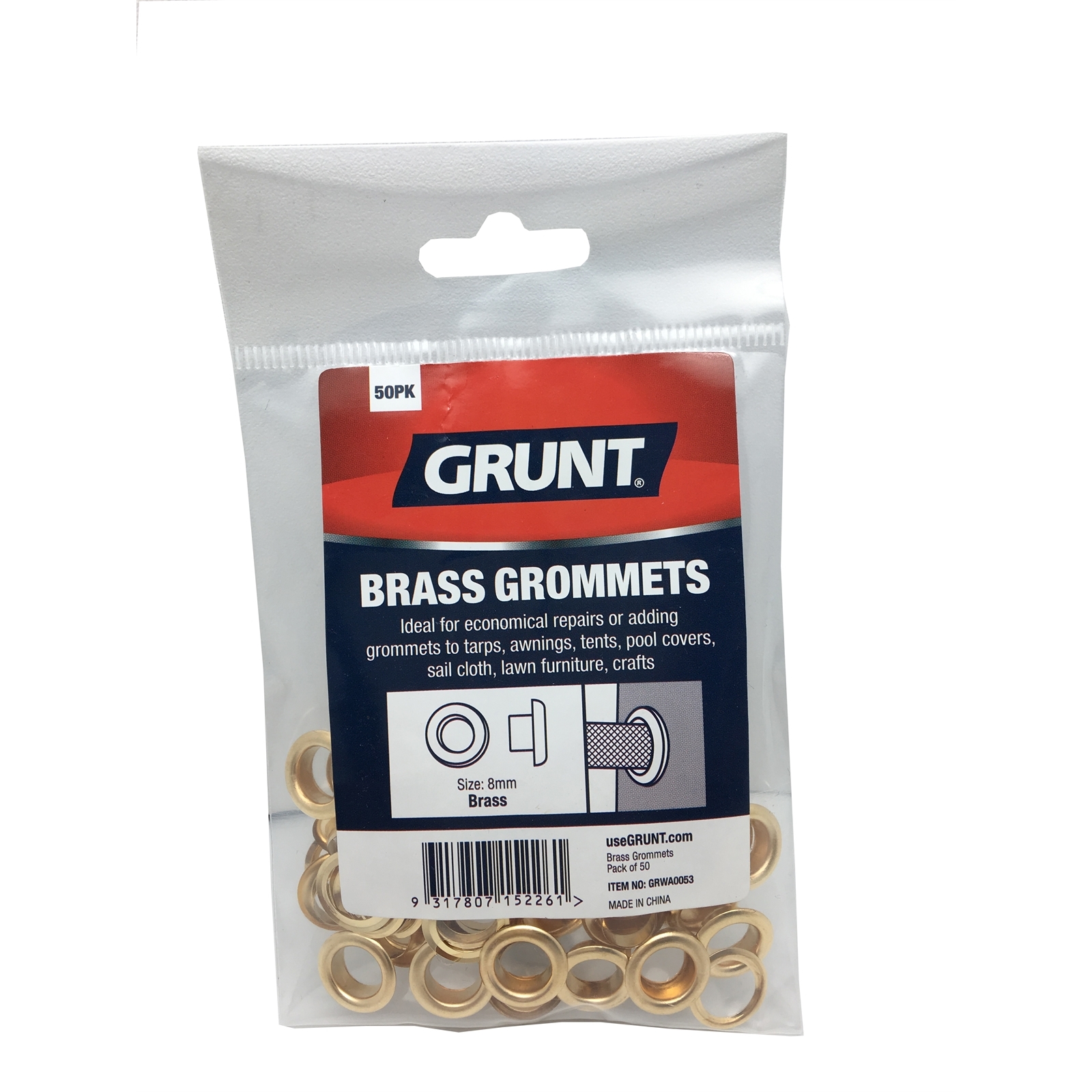 Grunt 8mm Brass Plated Grommet Webbing Accessory - 50 Pack - Bunnings ...