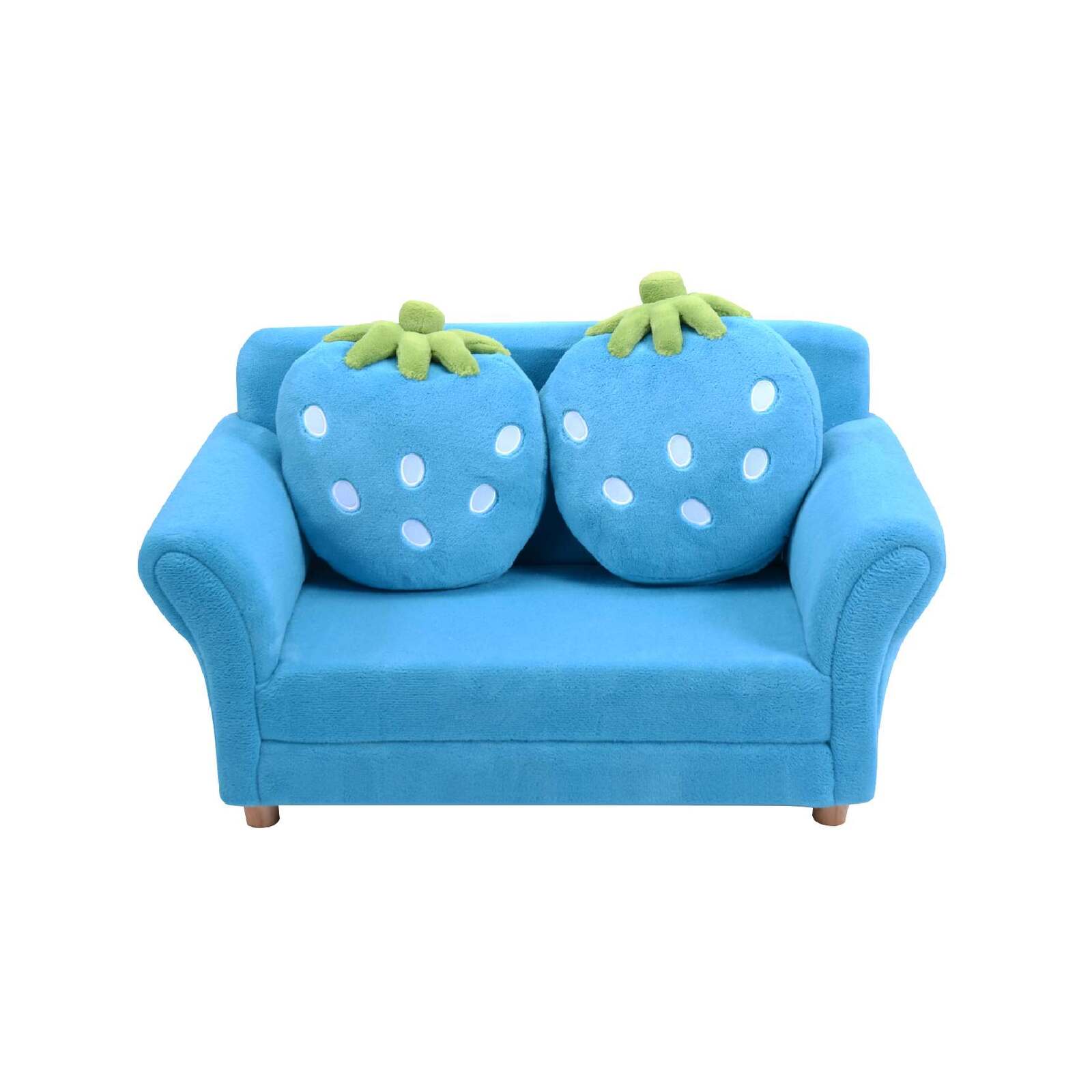 Costway Kids Double Sofa Chair w/Strawberry Pillow, Blue - Bunnings ...
