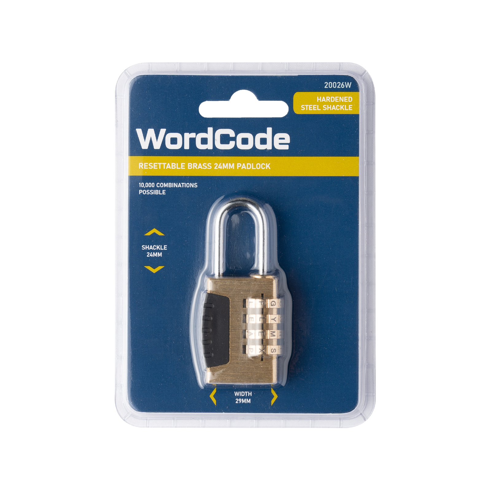 Wordcode 24mm Brass 4 Dial Resettable Padlock - Bunnings Australia