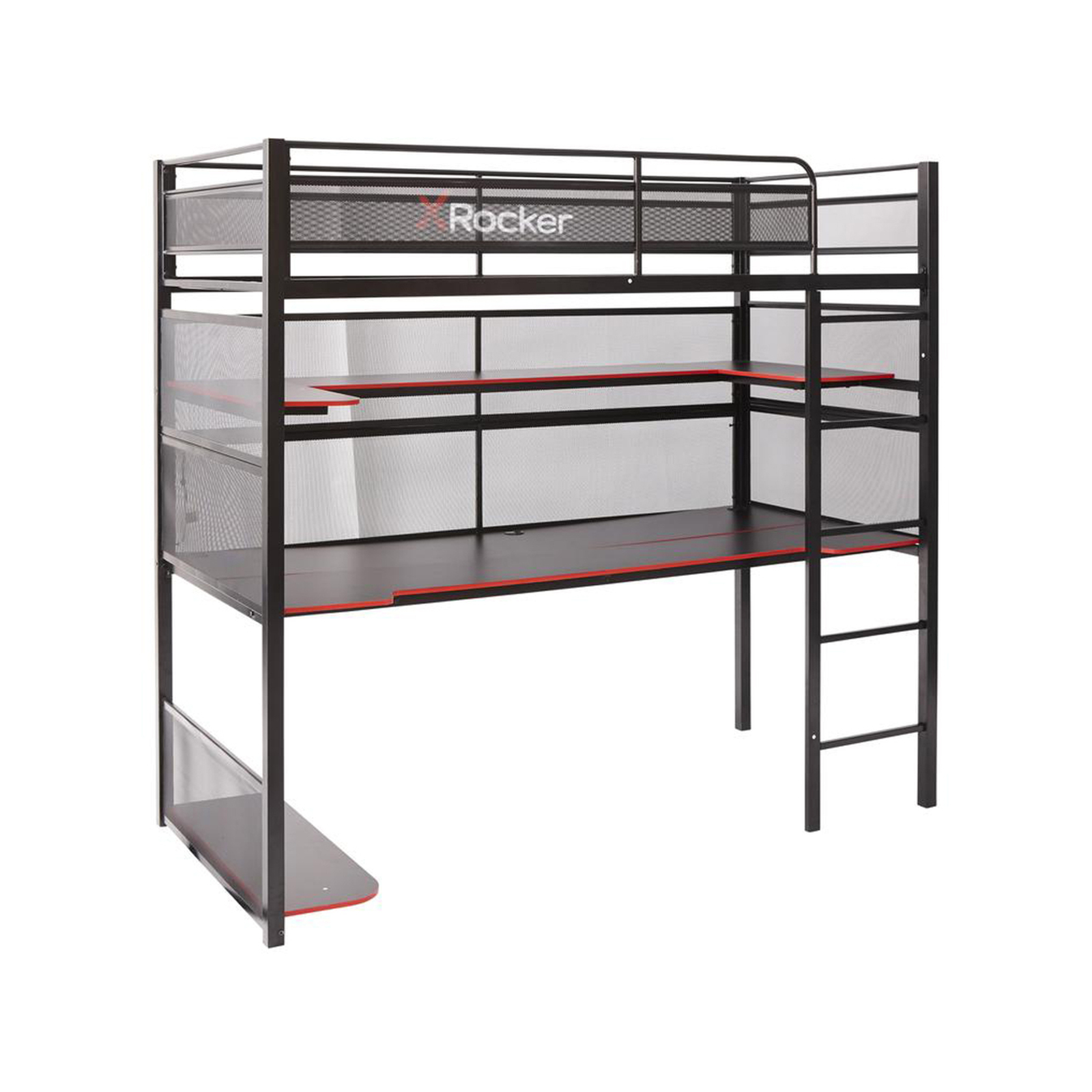 X Rocker Battlebunk Gaming High Sleeper Bunk Bed With Gamer Desk ...