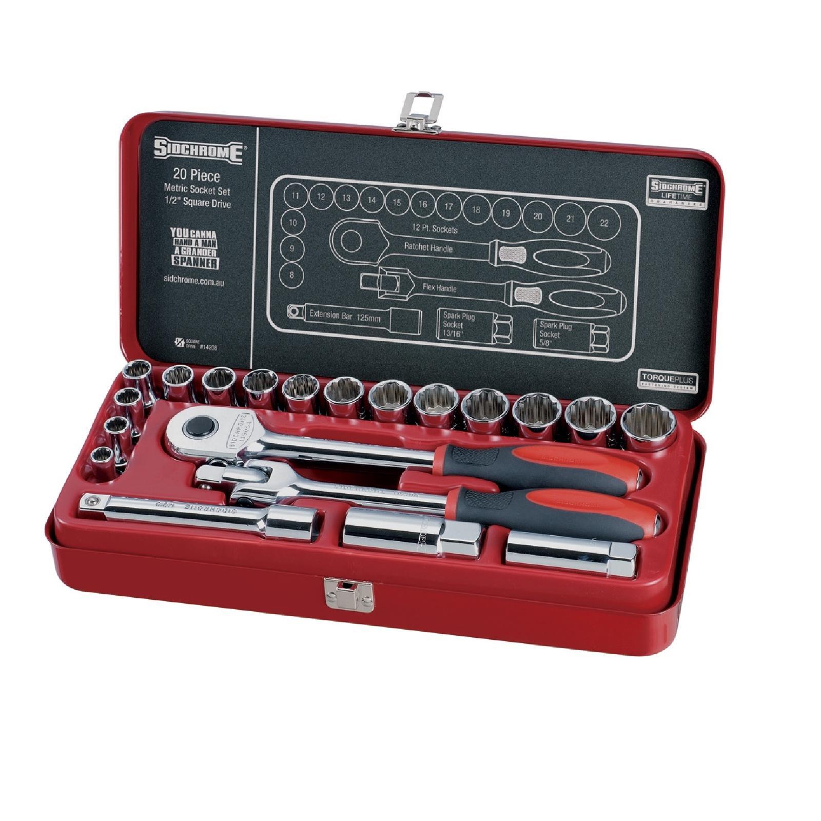 Sidchrome 1/2" Square Drive Metric Socket Set - 20 Piece - Bunnings ...