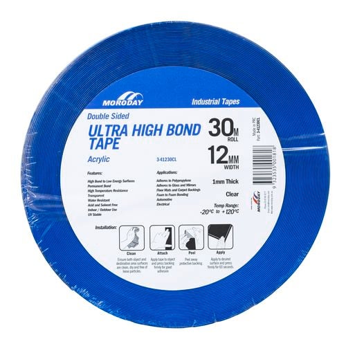 Moroday 12mm x 30m Clear Double Sided Ultra High Bond Acrylic Tape ...