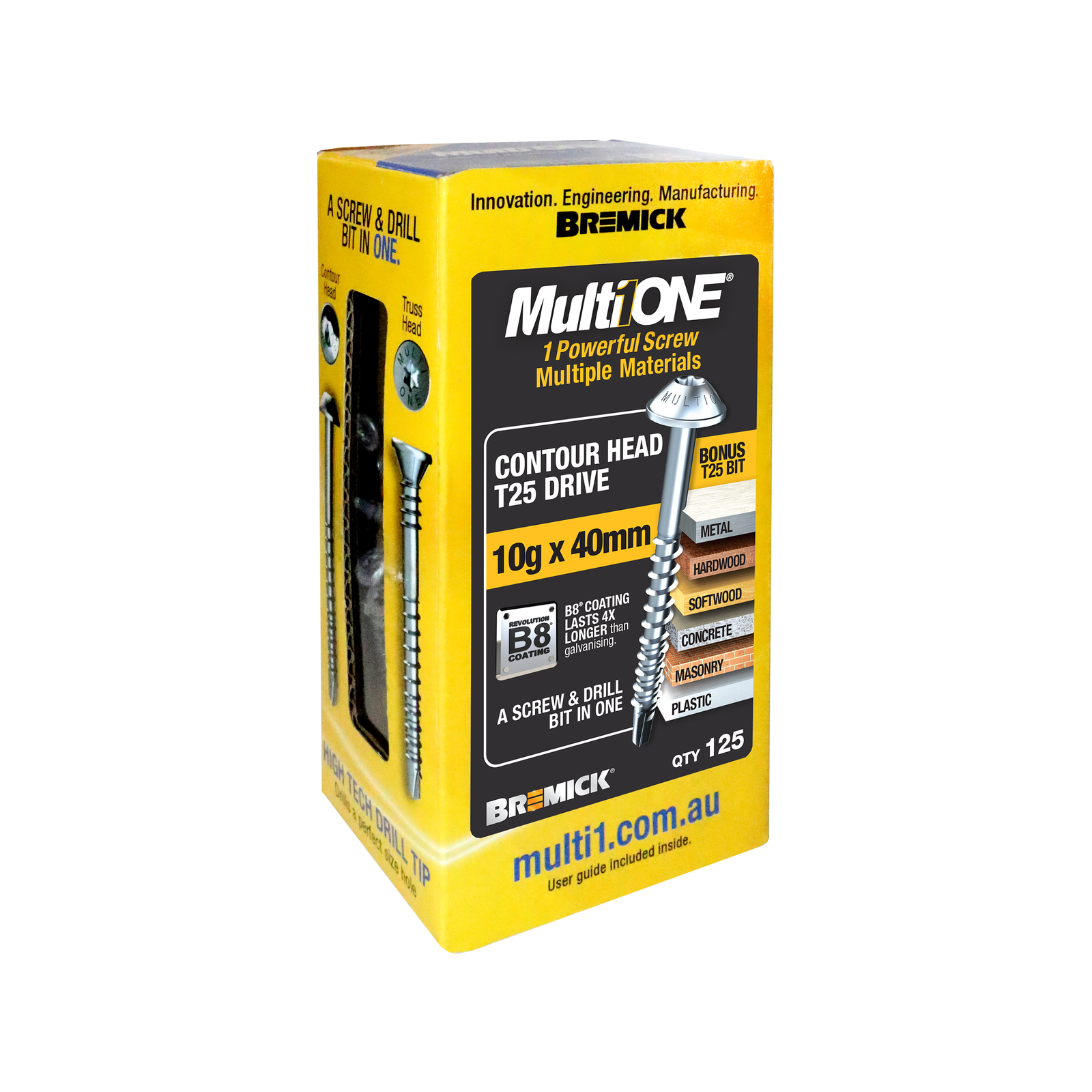 Bremick MultiONE 10g x 40mm B8 Contour Head Screw - 125 Pack - Bunnings ...