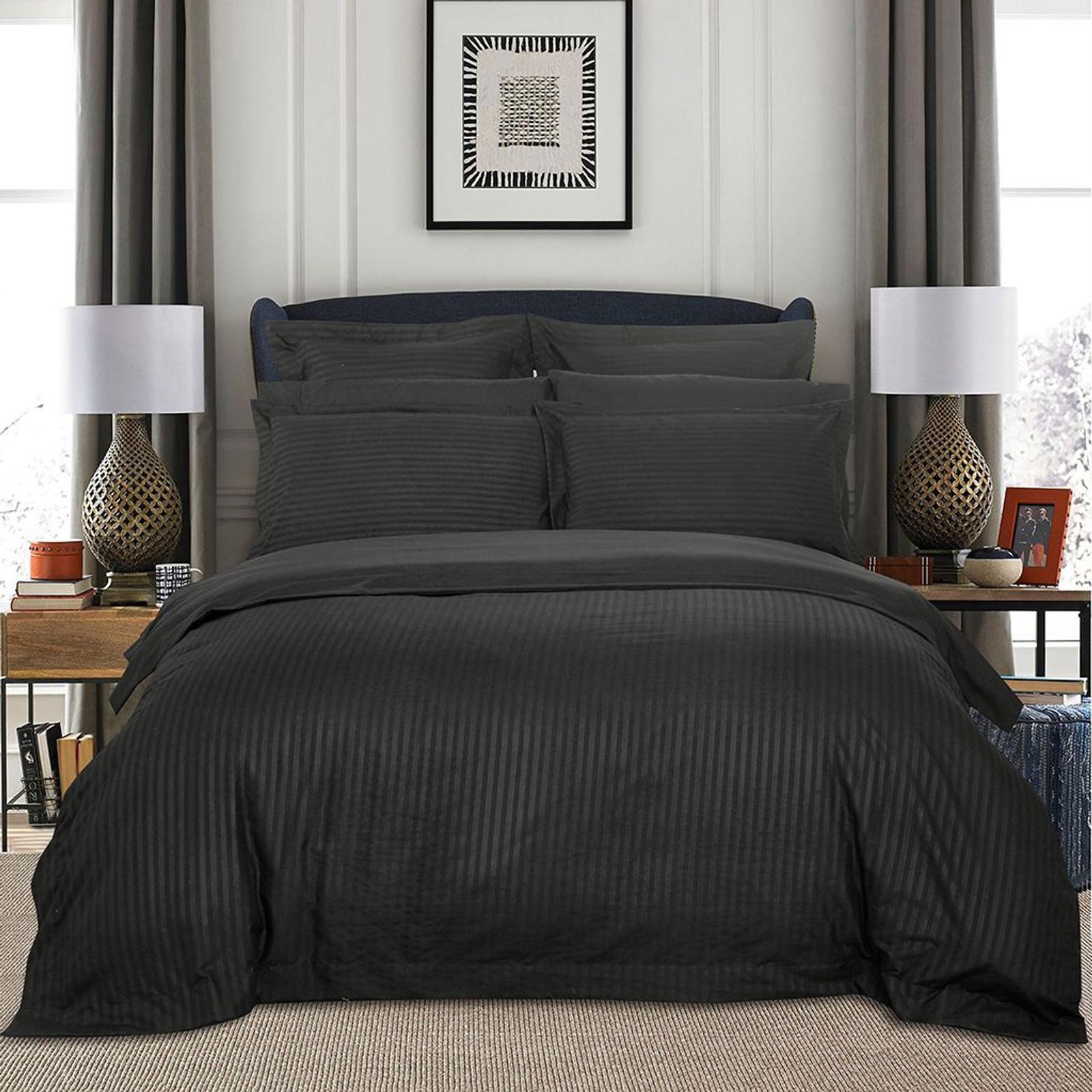 Fabric Fantastic 1000TC Ultra Soft Striped King Size Charcoal Quilt ...