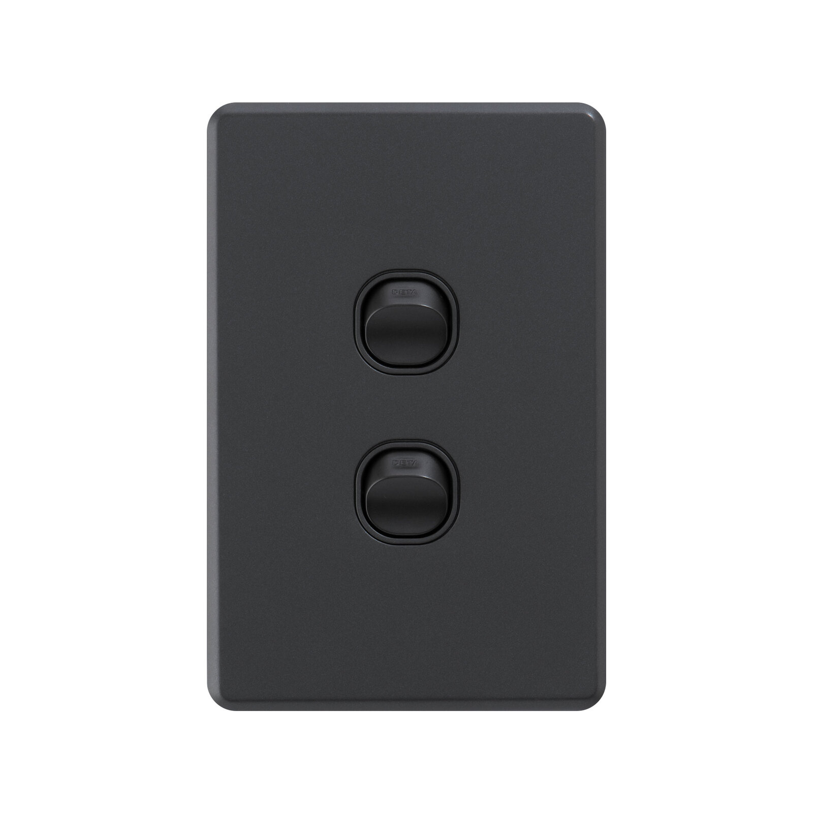 DETA Black Matte S-line Double Vertical Wall Switch - Bunnings Australia