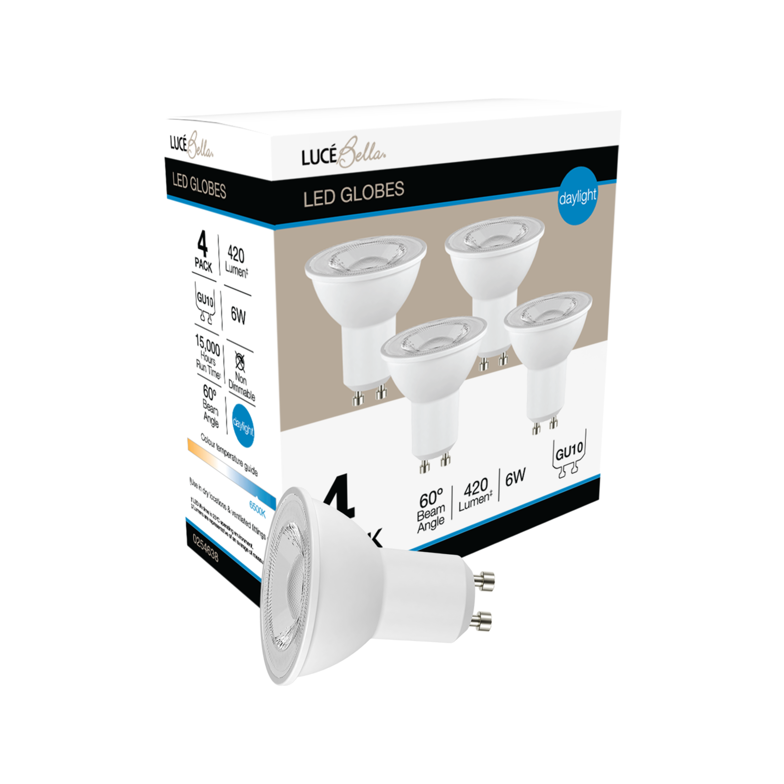 Luce Bella GU10 LED 420lm Daylight 6W 60° Globe - 4 Pack - Bunnings New ...
