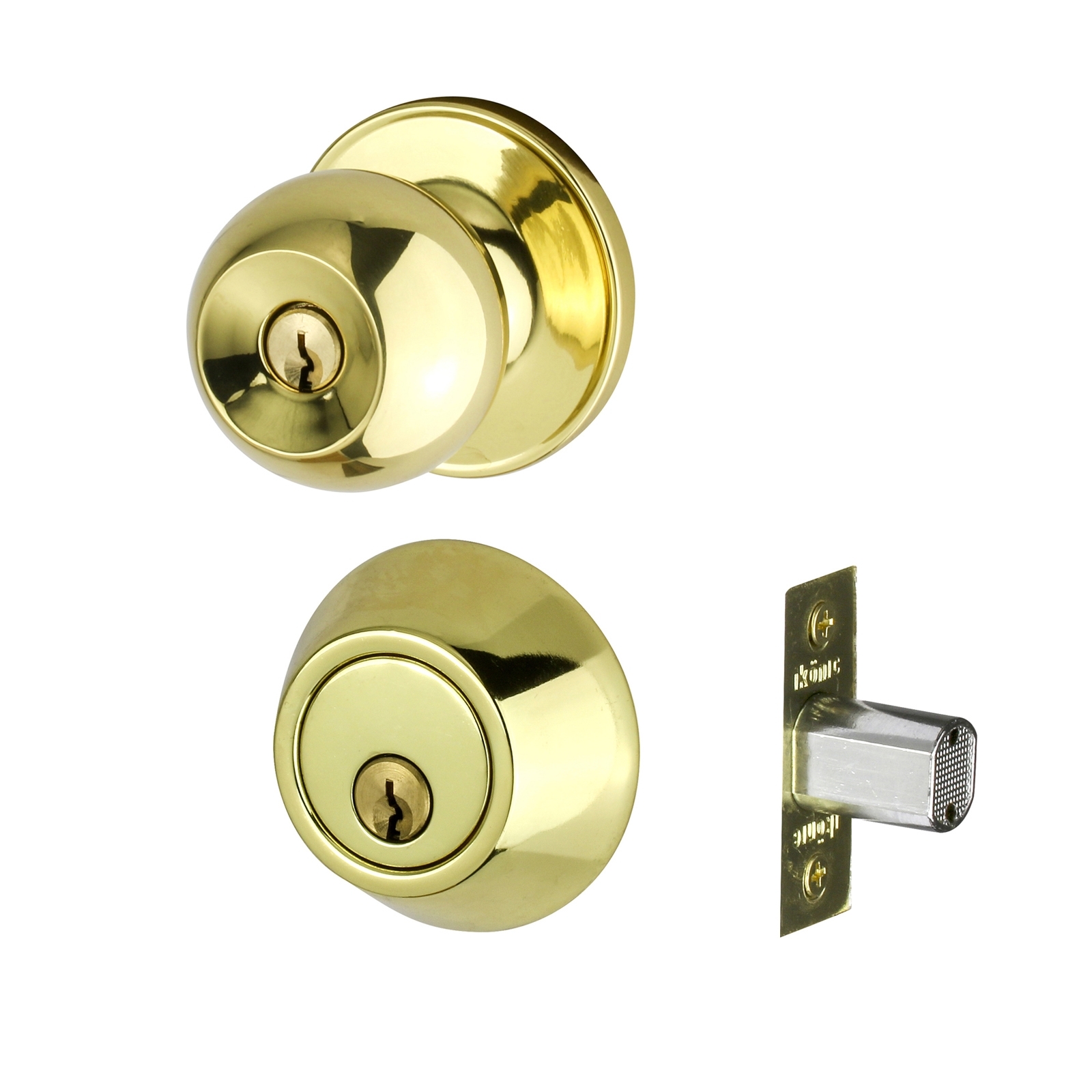 Ikonic Polished Brass Entrance And Deadbolt Combination Lock Set ...