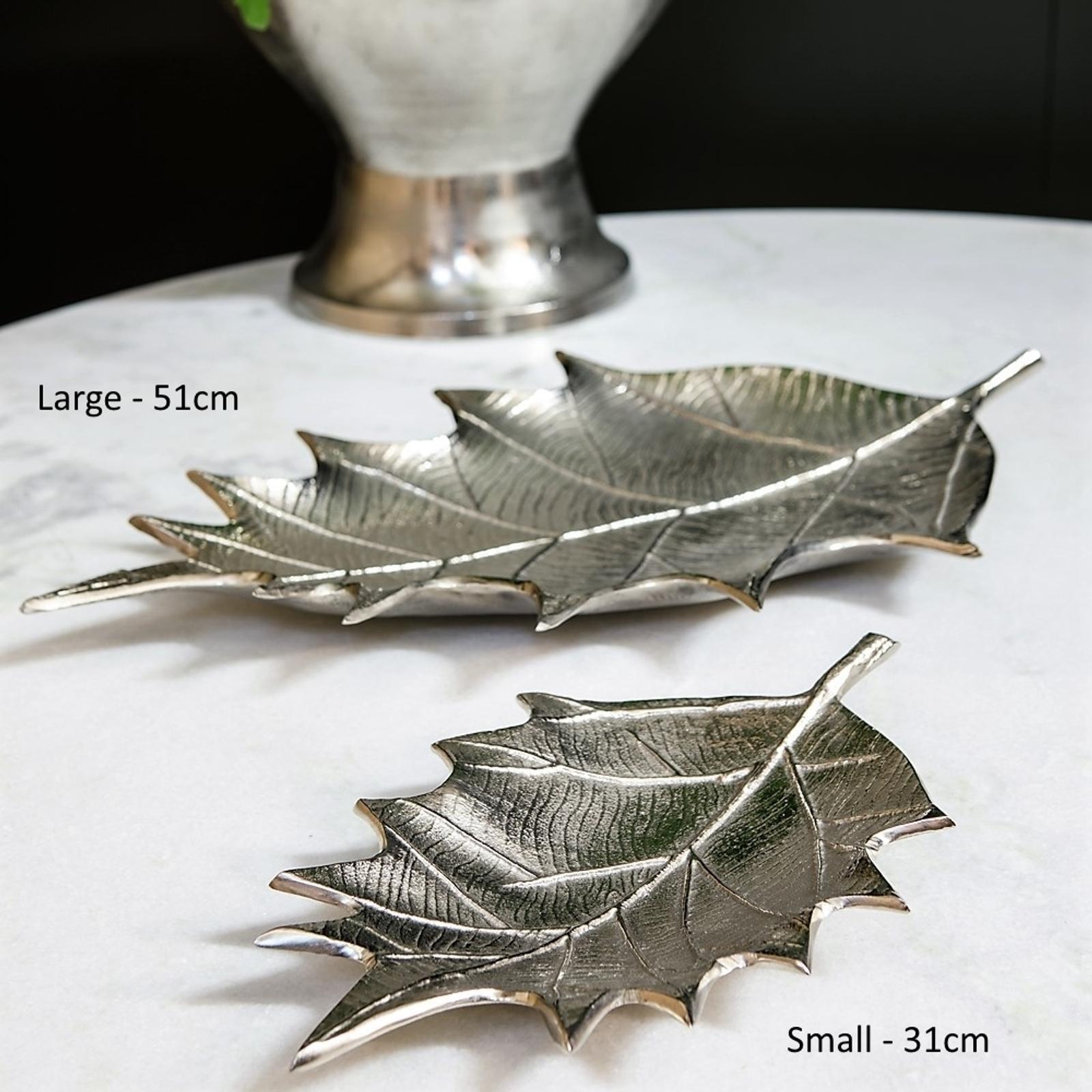 Set of 2 SSH COLLECTION Oak 31 and 51cm Long Decorative Leaves - Nickel ...