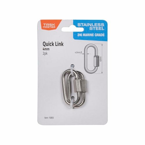 Taskmaster 4mm 316 Stainless Steel Quick Link - 2 Pack - Bunnings Australia