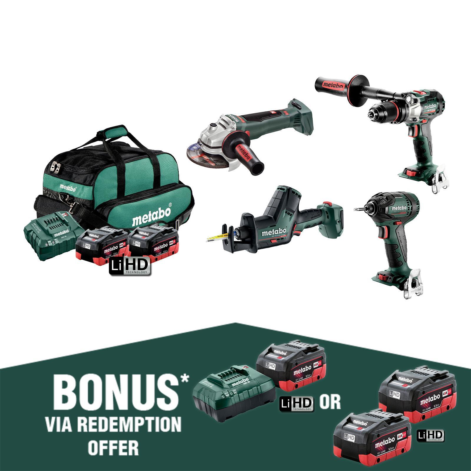 Metabo 18V 4 Piece Cordless Brushless Combo Kit - Bunnings Australia