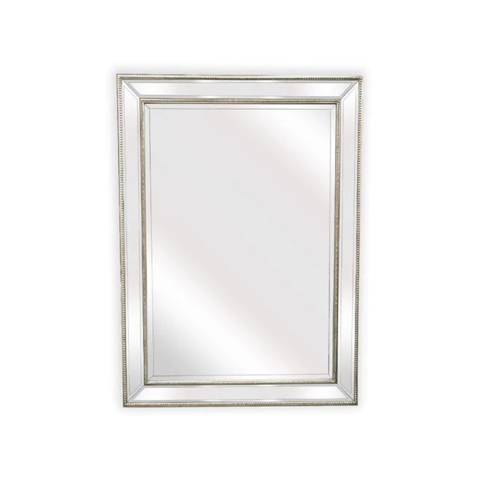 Beaded Silver Framed Mirror - Rectangle 80x110 cm - Bunnings Australia