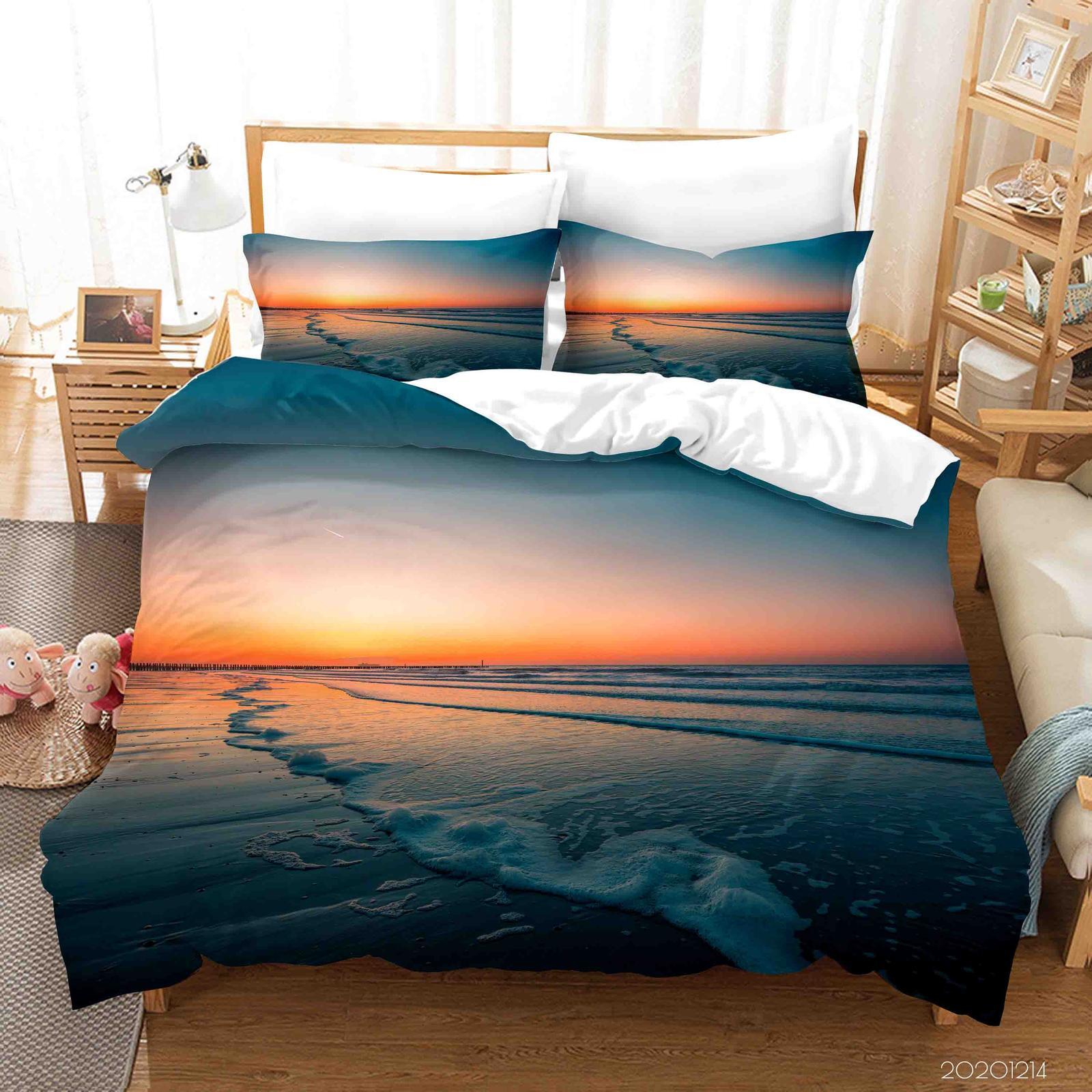 3D Landscape Sunset Beach Ocean Quilt Cover Set Bedding Set Duvet Cover ...