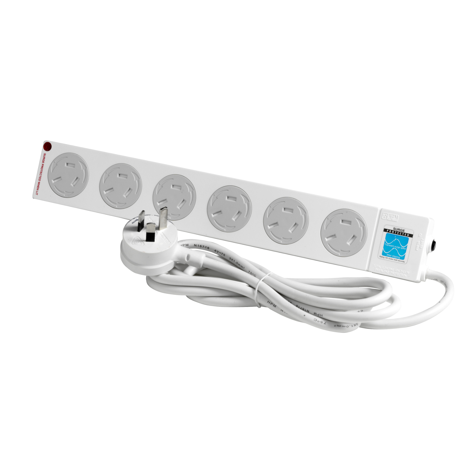 HPM 6 Outlet Surge Protected Powerboard with Child Safety - Bunnings ...