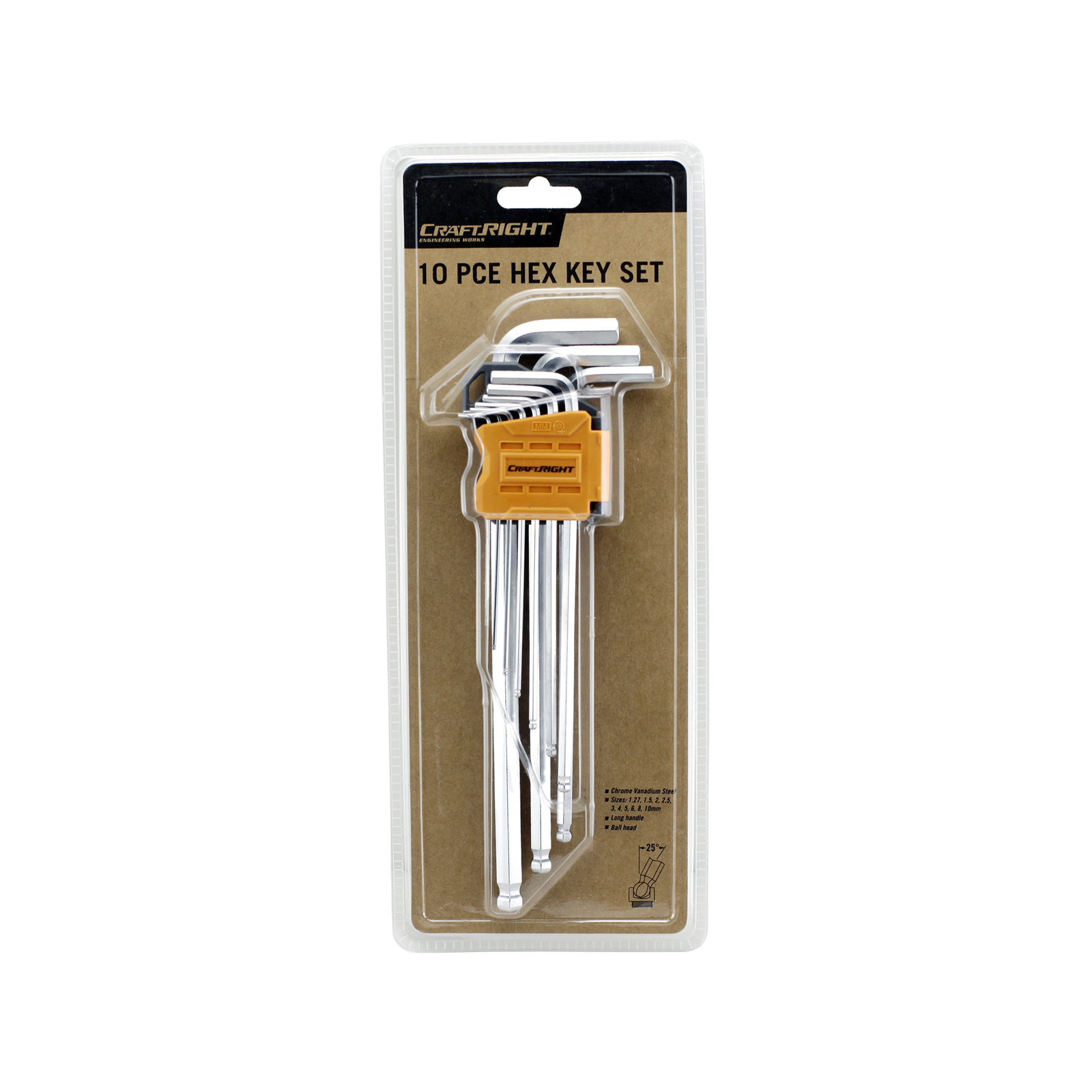 Craftright 10 Piece Extra Long Hex Key Set - Bunnings Australia