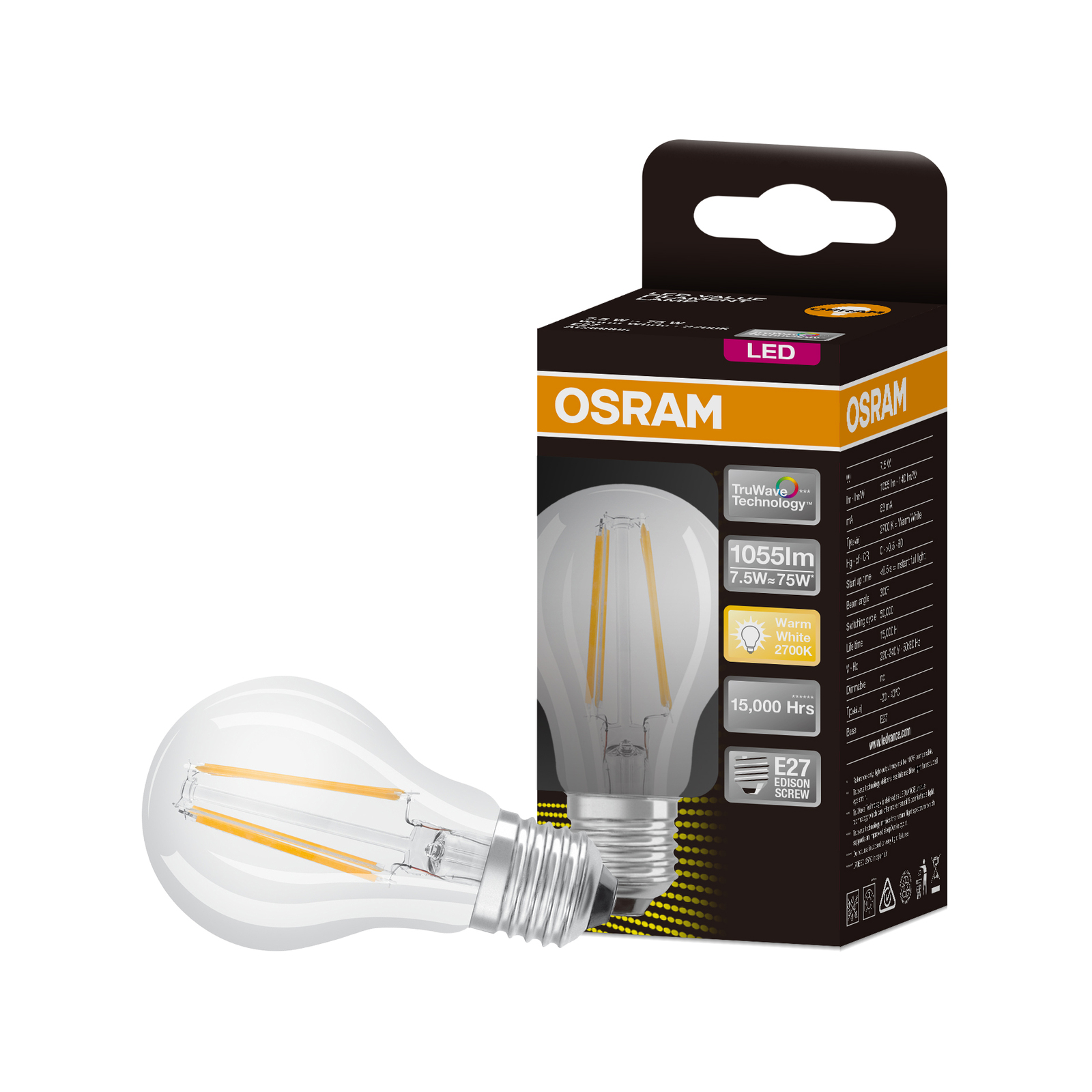 Osram 7.5W 1055lm Warm White LED E27 High Watt Light Globe - Bunnings Australia