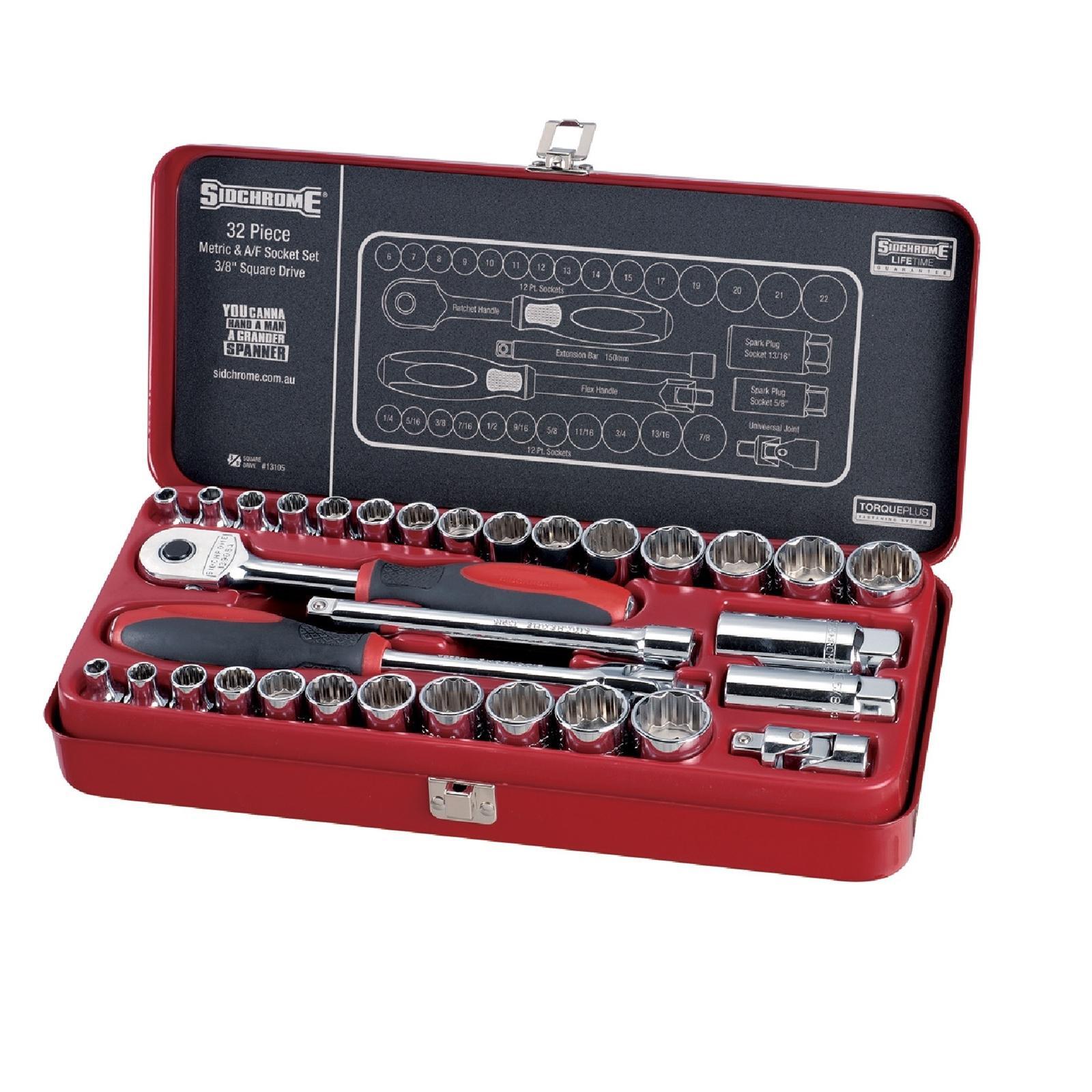 Sidchrome 3/8" Metric / AF Socket Set - 32 Piece - Bunnings Australia