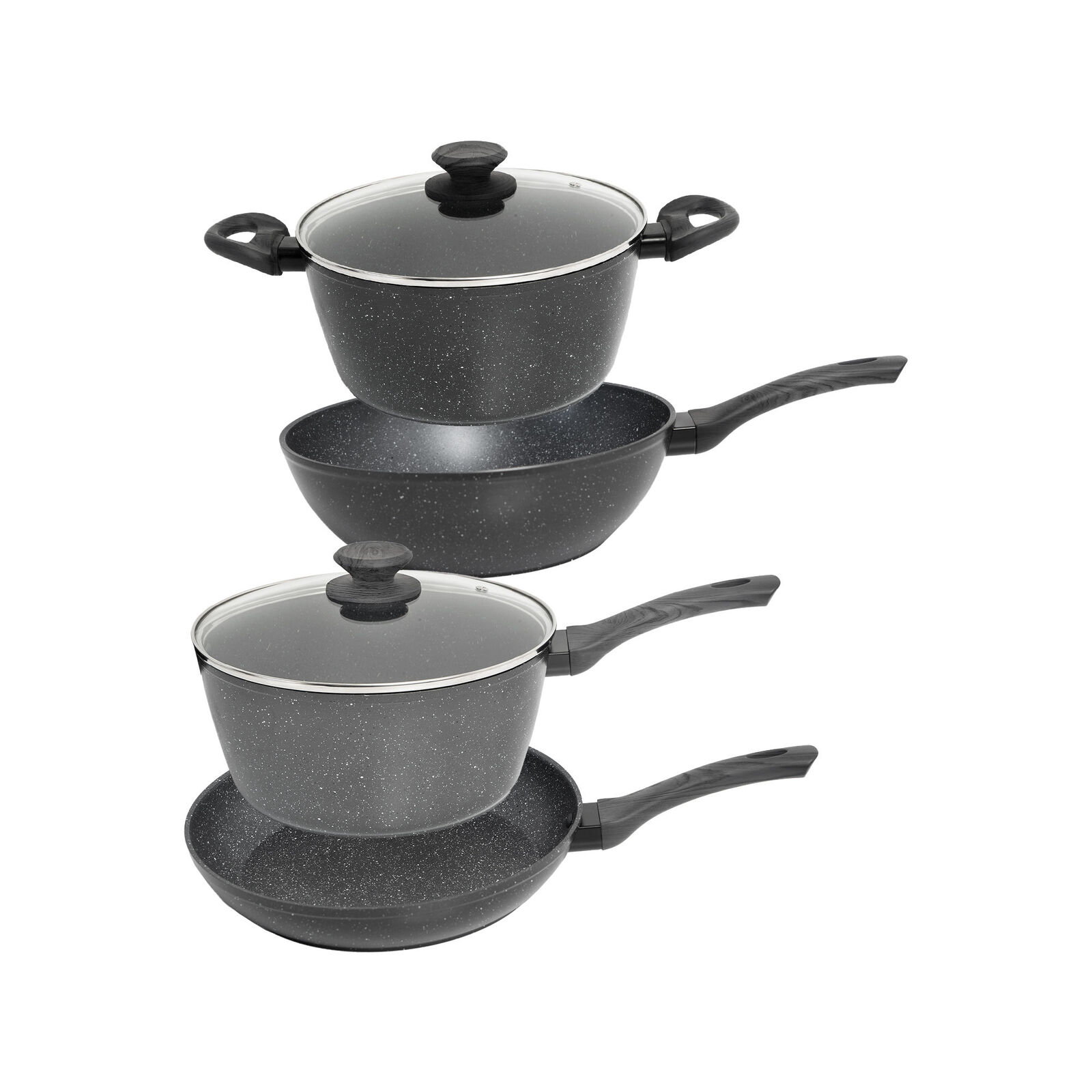 StoneChef 4 Piece Set Casserole 24cm - Frypan 30cm - Saucepan 20cm ...