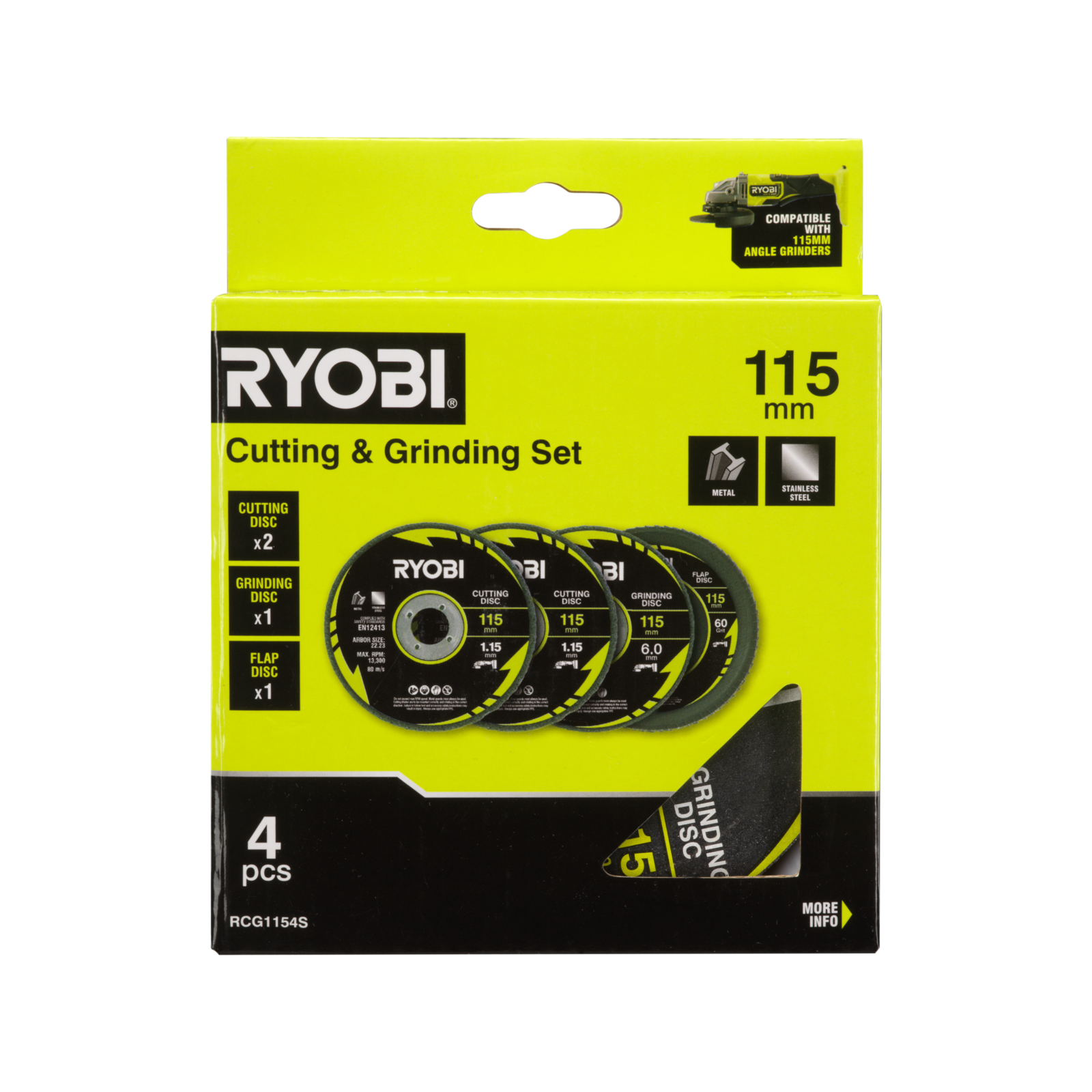Ryobi 4 Piece 115mm Cutting And Grinding Set - Bunnings Australia
