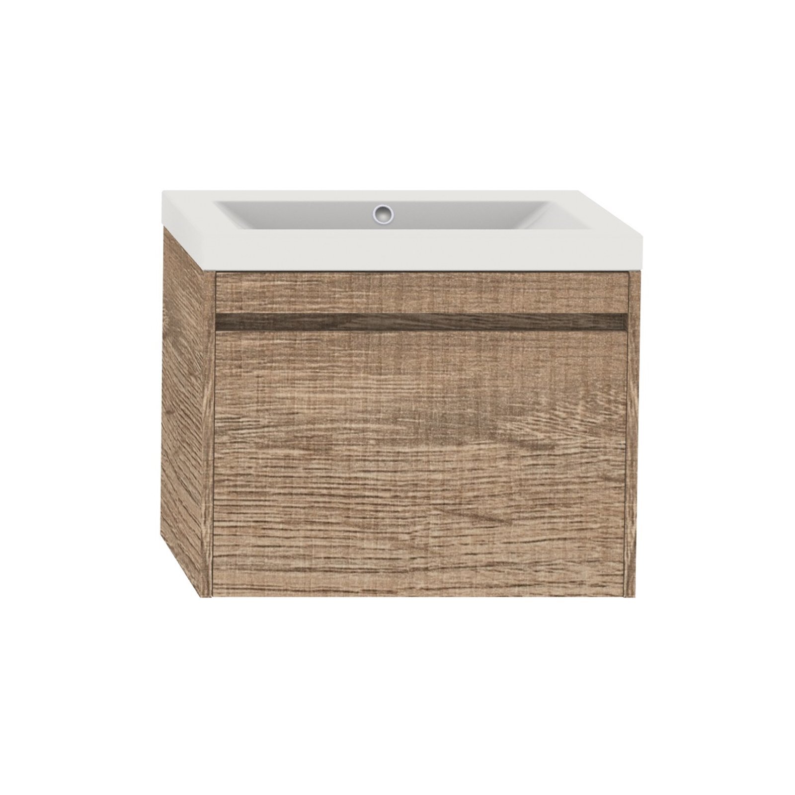 Forme 600mm Madrid Walnut Wall Hung Vanity With Polymarble Top - 1 Tap ...