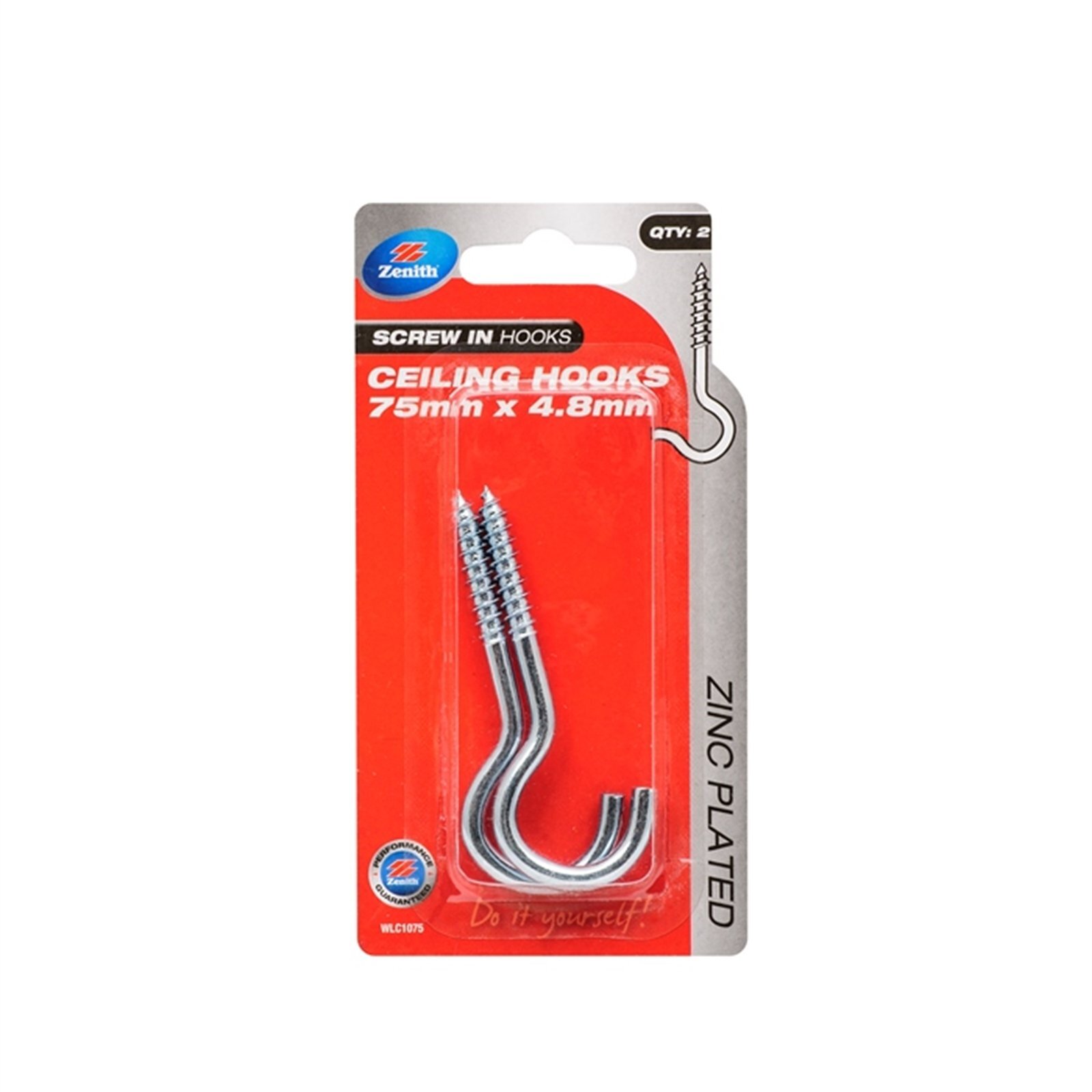 Zenith Ceiling Hook 5x75x22mm 2pk Zinc - Bunnings New Zealand
