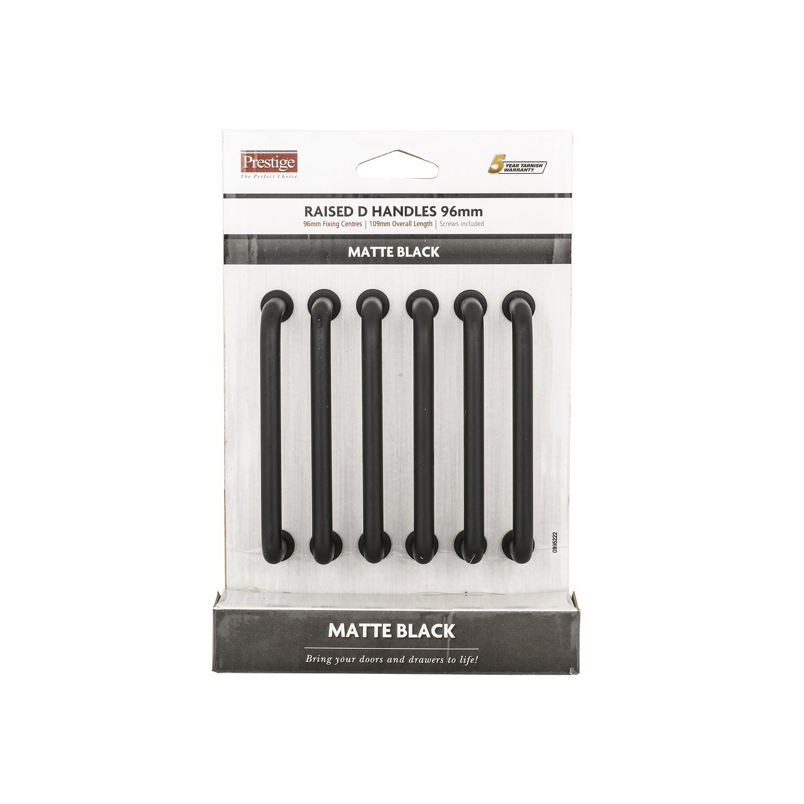 Prestige 109mm Black Raised D Handle - 6 Pack - Bunnings Australia