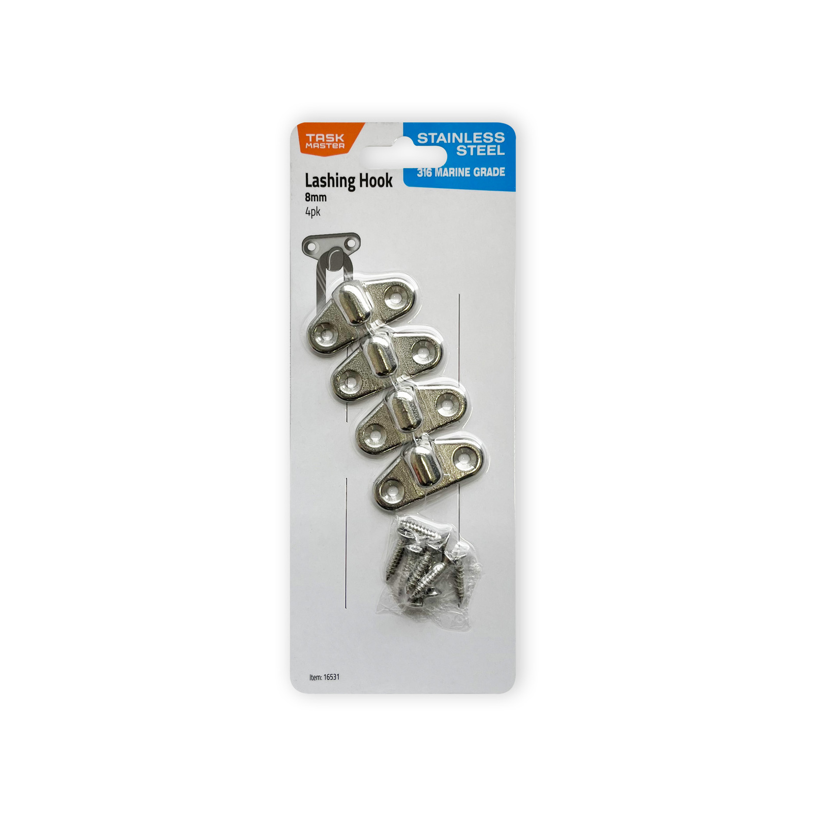 Taskmaster 8mm Stainless Steel Lashing Hook - 4 Pack - Bunnings Australia