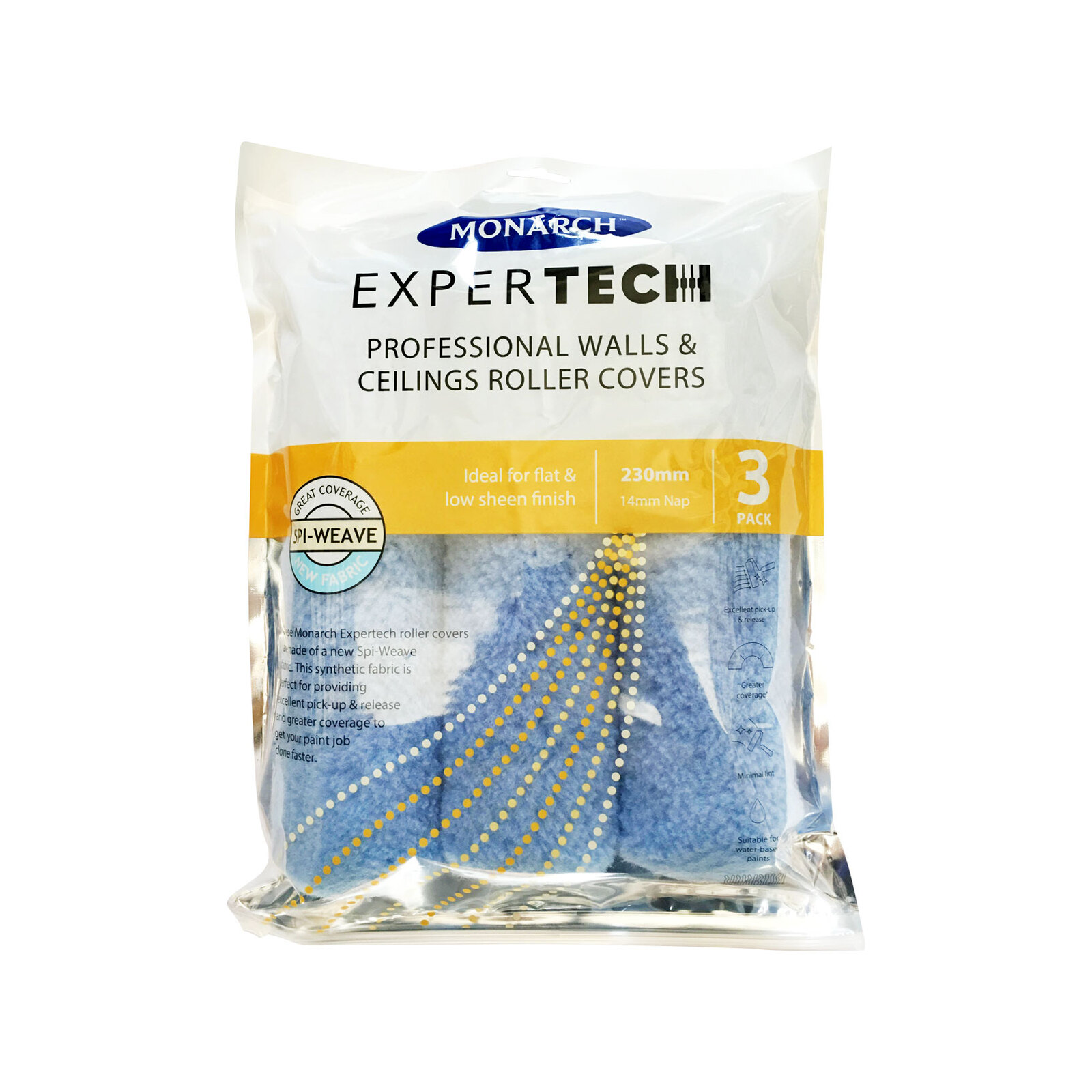 Monarch Expertech 230mm Walls And Ceilings Spi-Weave Roller Cover - 3 ...
