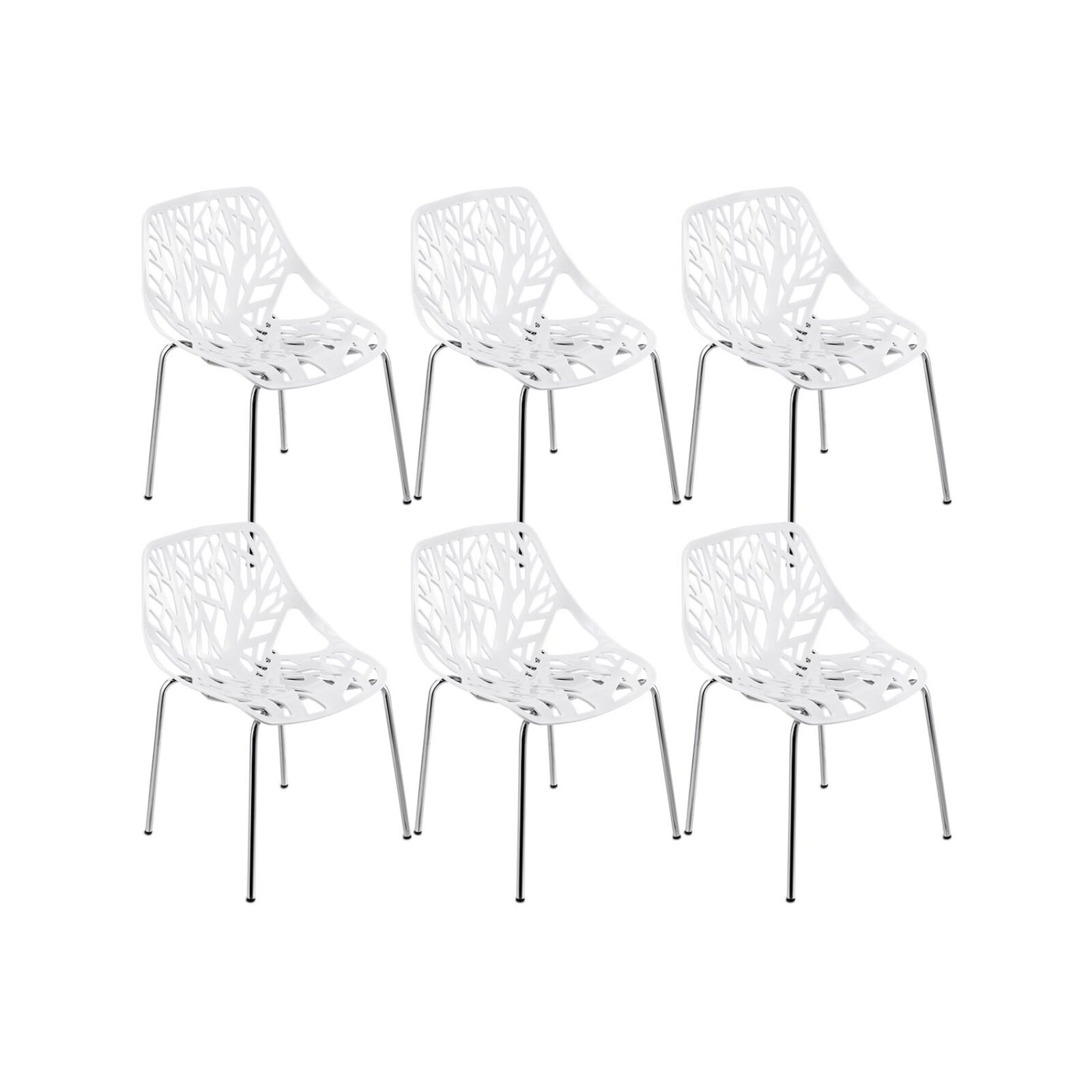 Costway 6x Birch Pattern Dining Chairs Stackable Seat White - Bunnings ...