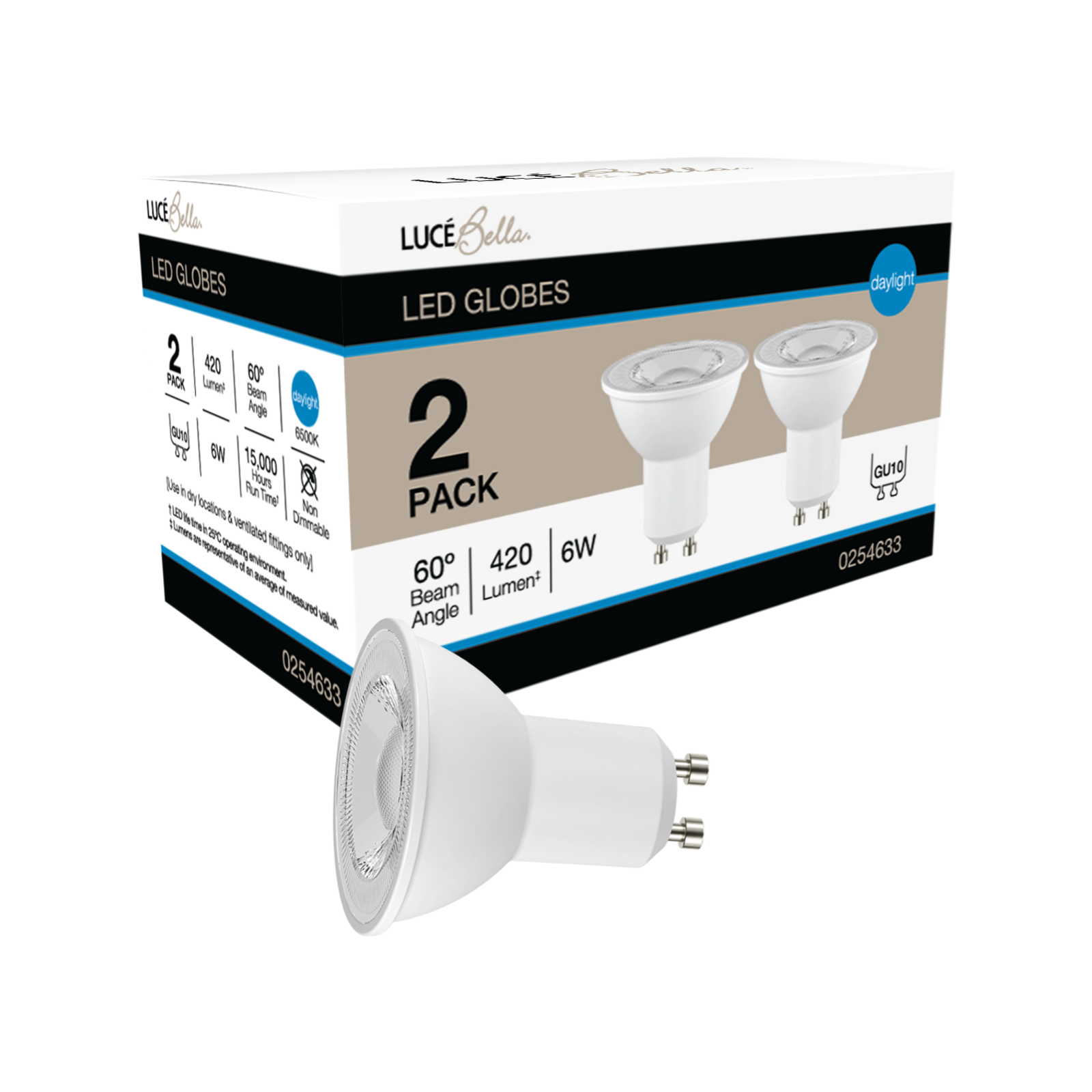 Luce Bella GU10 LED 420lm Daylight 6W 60° Globe - 2 Pack - Bunnings New ...