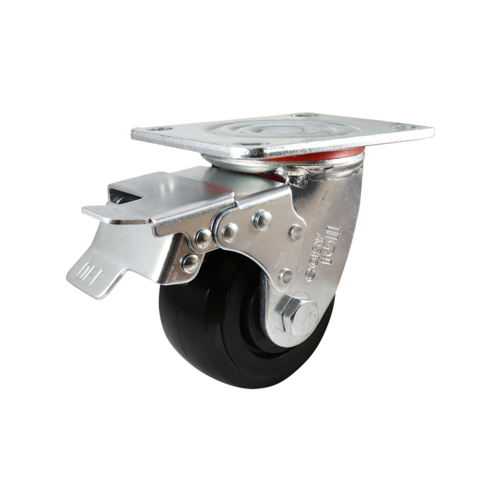 Easyroll 320kg 100mm J3 Series Nylon Swivel Brake Plate Mount Castors ...