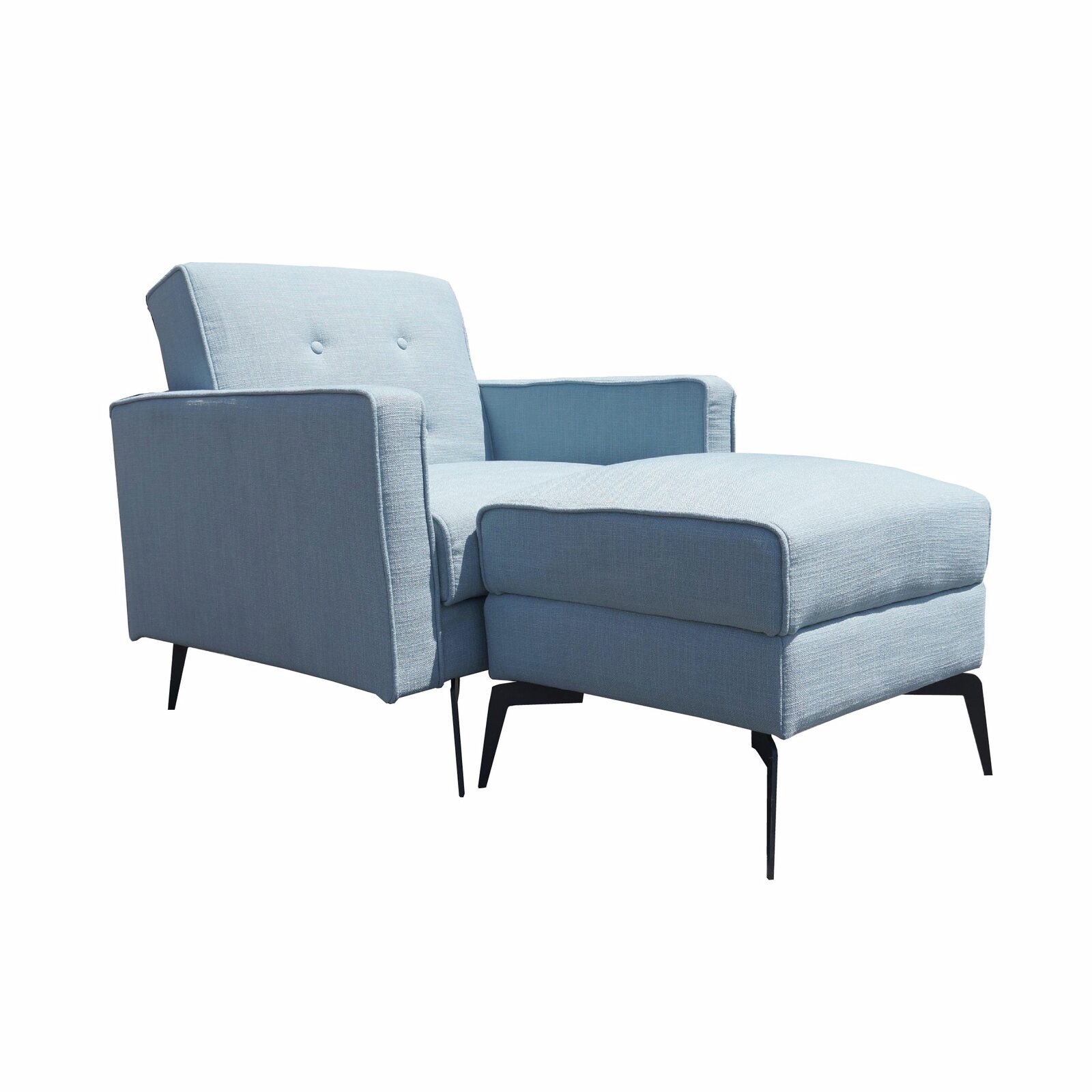 Charlie Light Blue Chair Bed with Ottoman - Bunnings Australia
