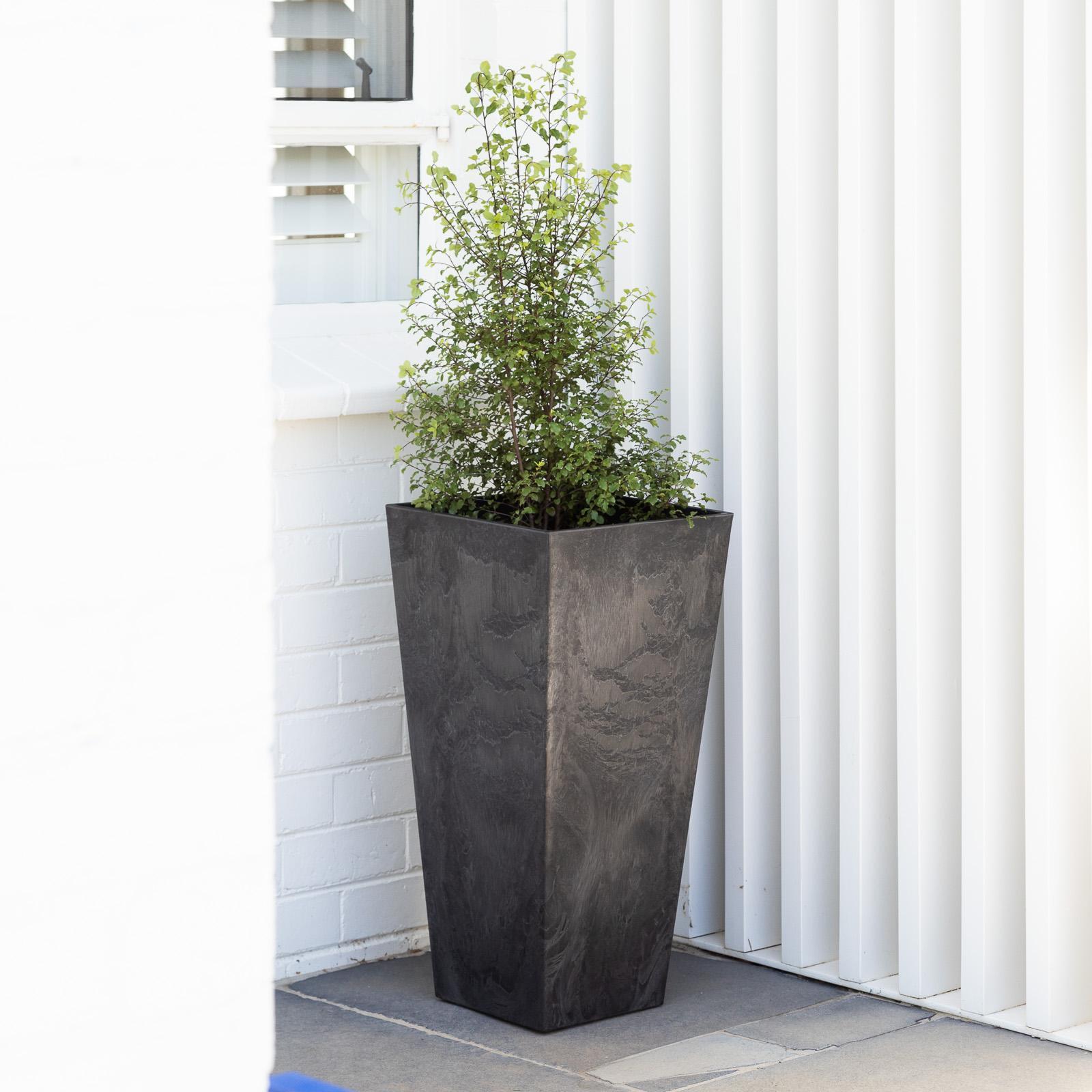 Tuscan Path 70cm Black Stone Art Ella Vase Pot - Bunnings Australia