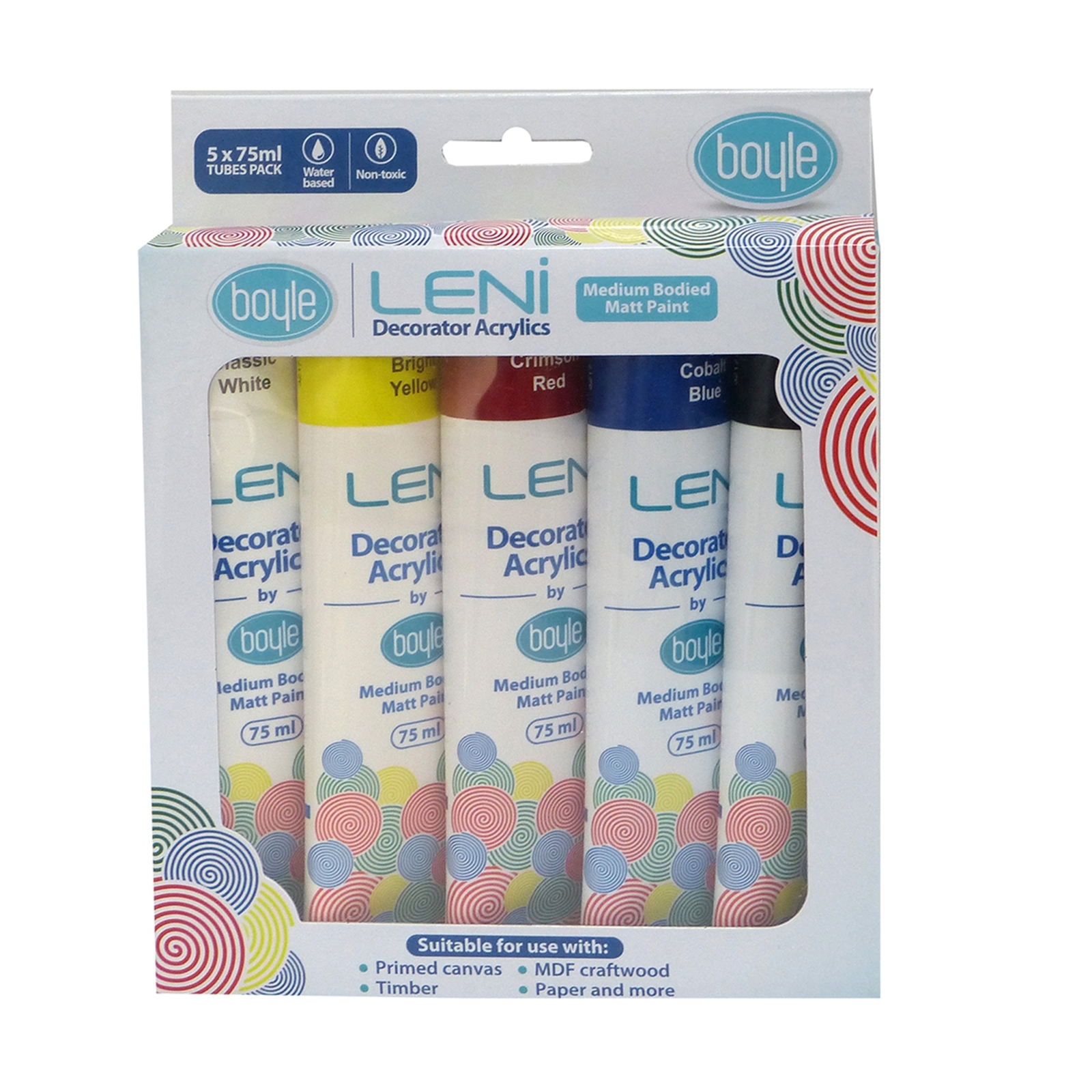 Boyle 75ml Matt LENi Decorator Acrylics Paint - 5 Pack - Bunnings Australia