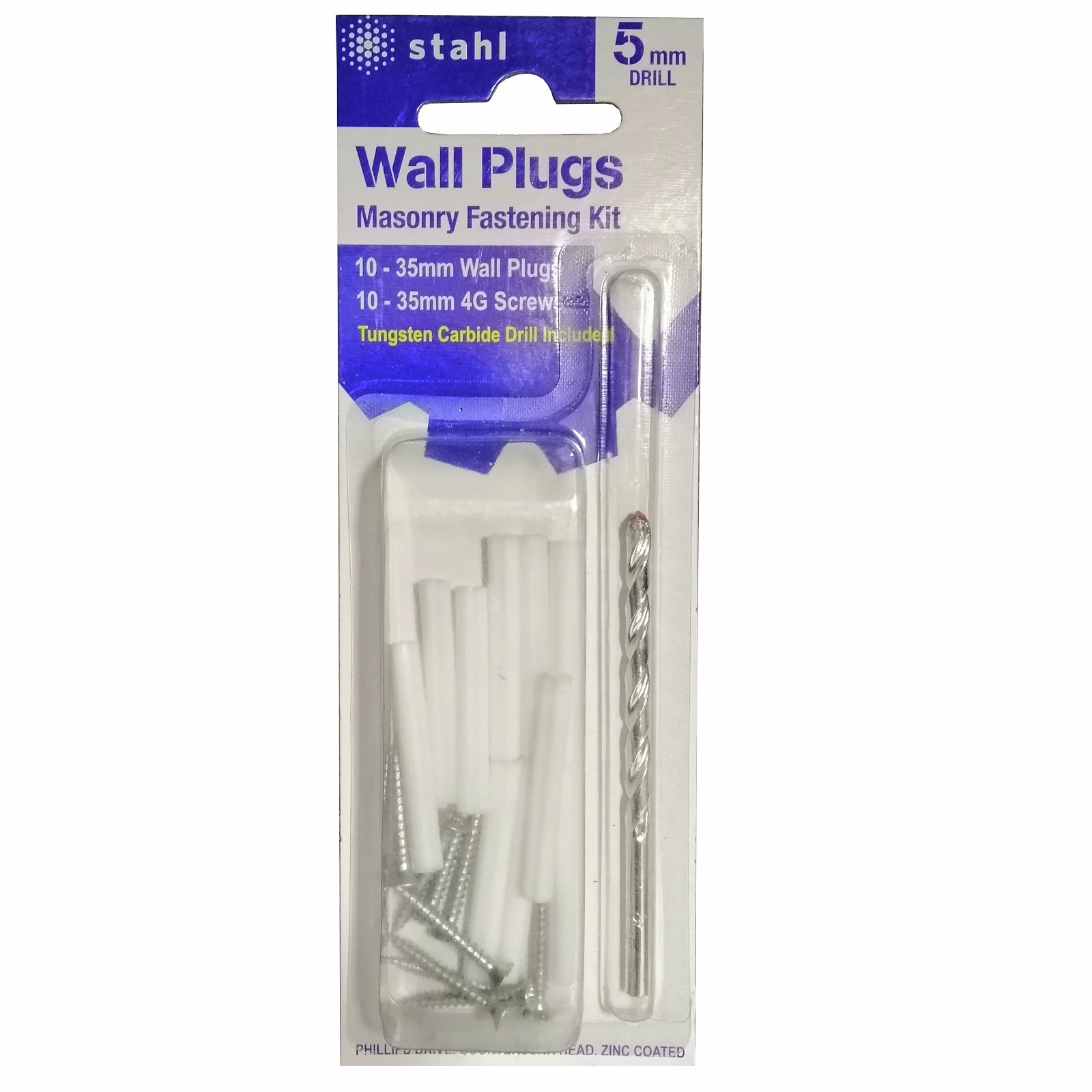 STAHL Masonry Kit 5mm Drill With 35mm White Wall Plugs - Bunnings Australia