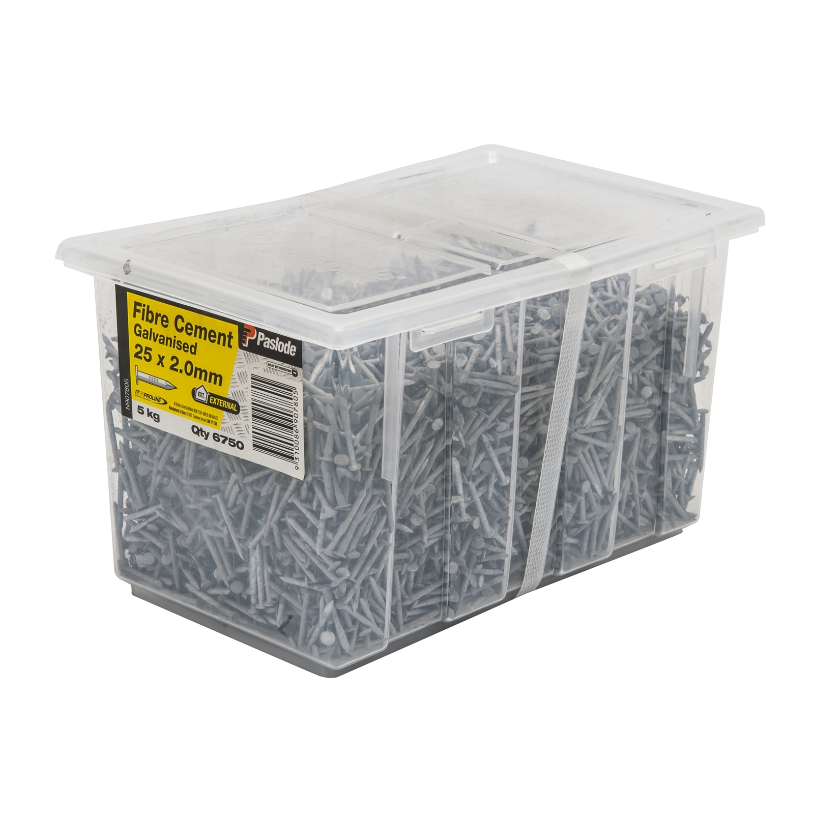 Paslode 25 x 2.0mm 5kg Galvanised Fibre Cement Nails - 6750 Pack ...