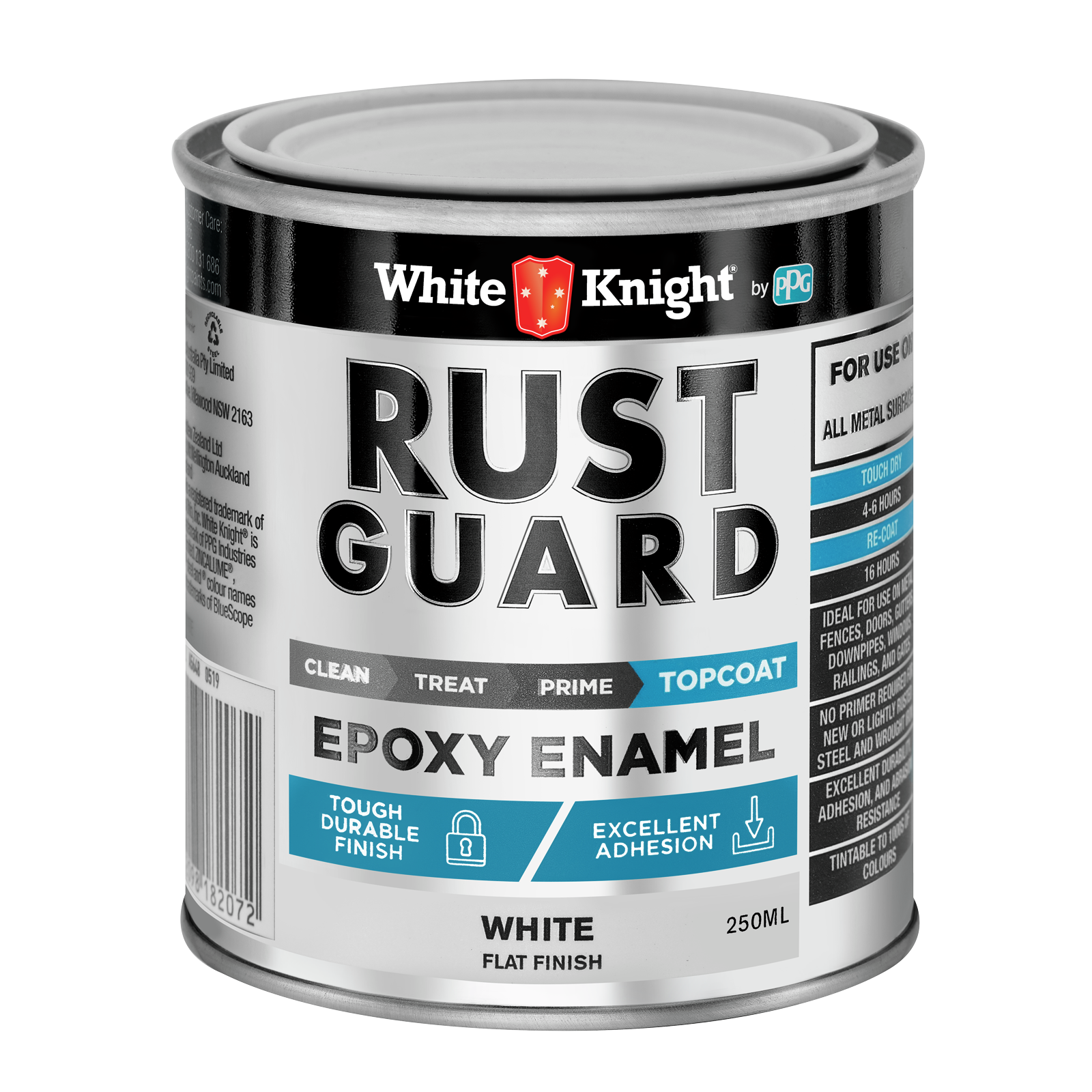 White Knight 250ML Flat White Rust Guard Epoxy Enamel Paint - Bunnings ...