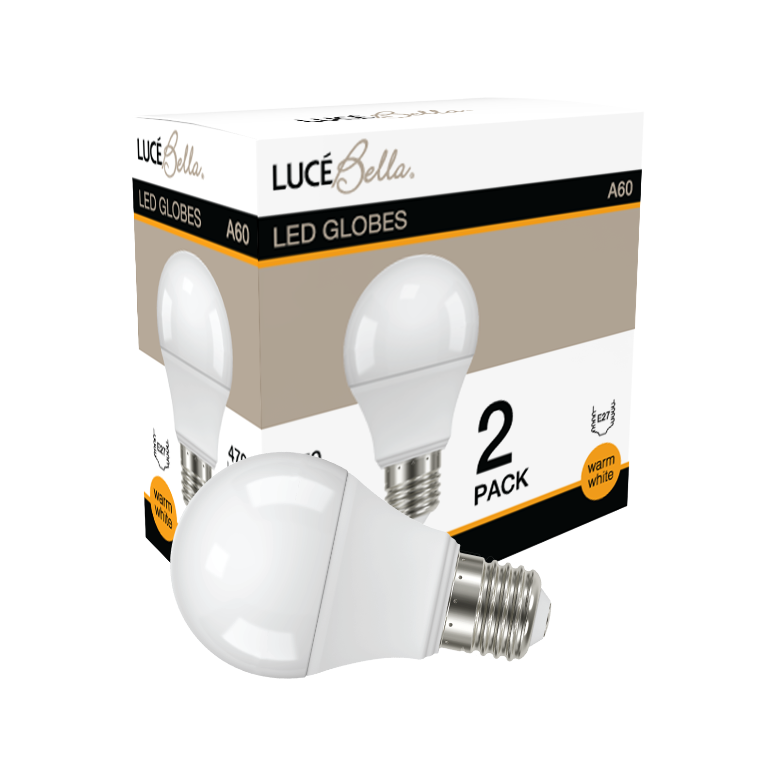 Luce Bella A60 E27 LED 470lm Warm White 6W Globe - 2 Pack - Bunnings ...
