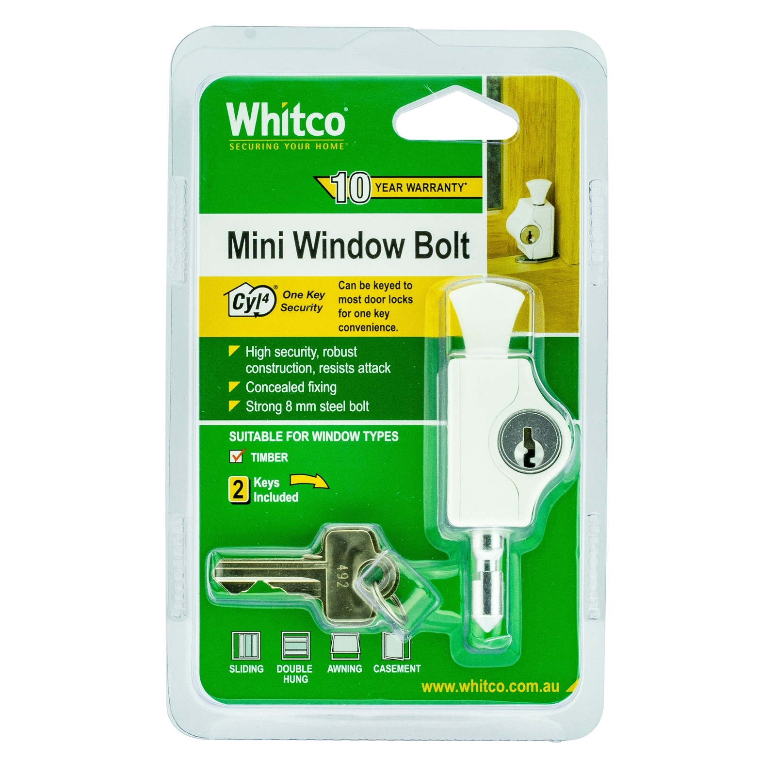 Whitco White CYL4 Mini Bolt Lock - Bunnings Australia