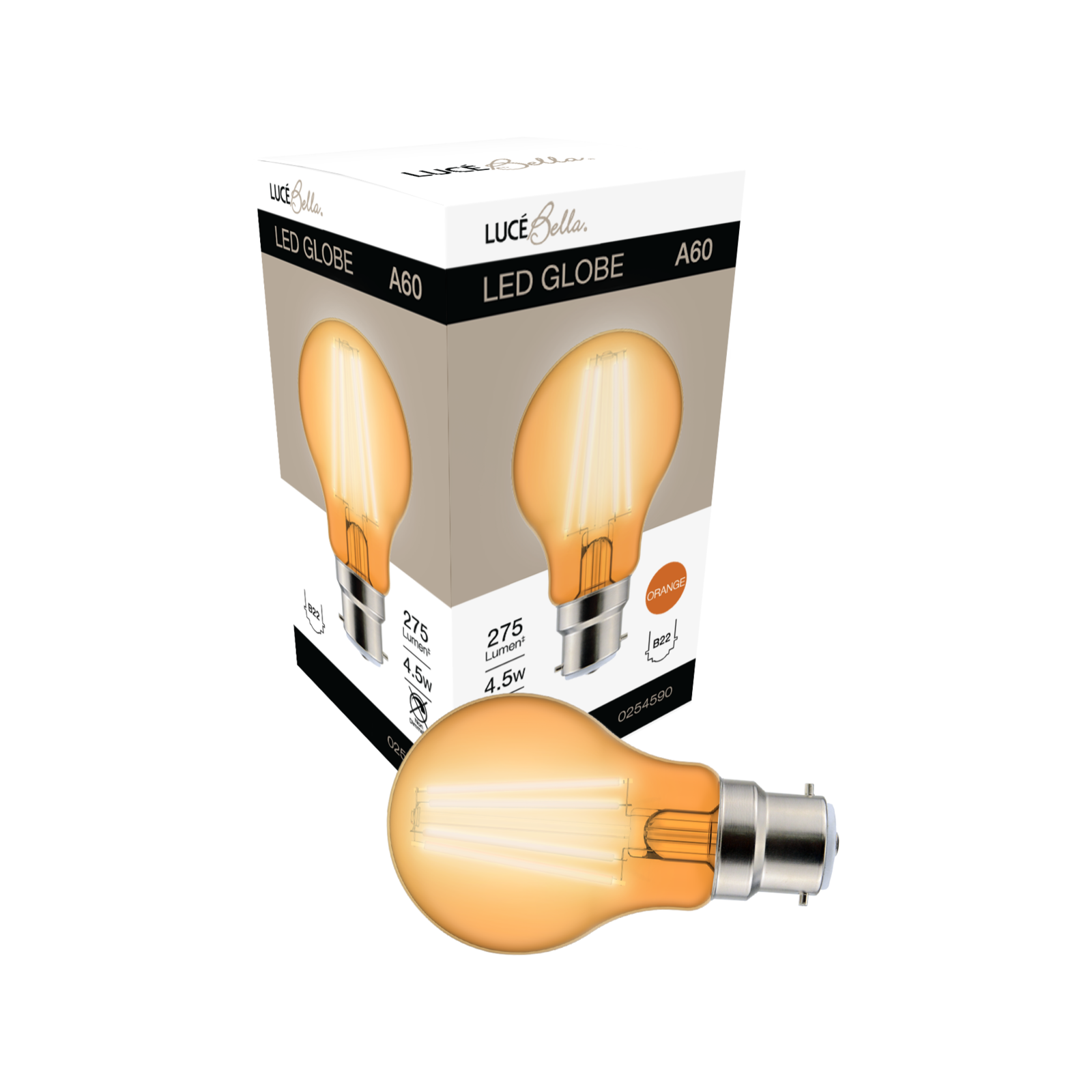 Luce Bella 4.5W 275lm A60 Orange LED B22 Globe - Bunnings Australia
